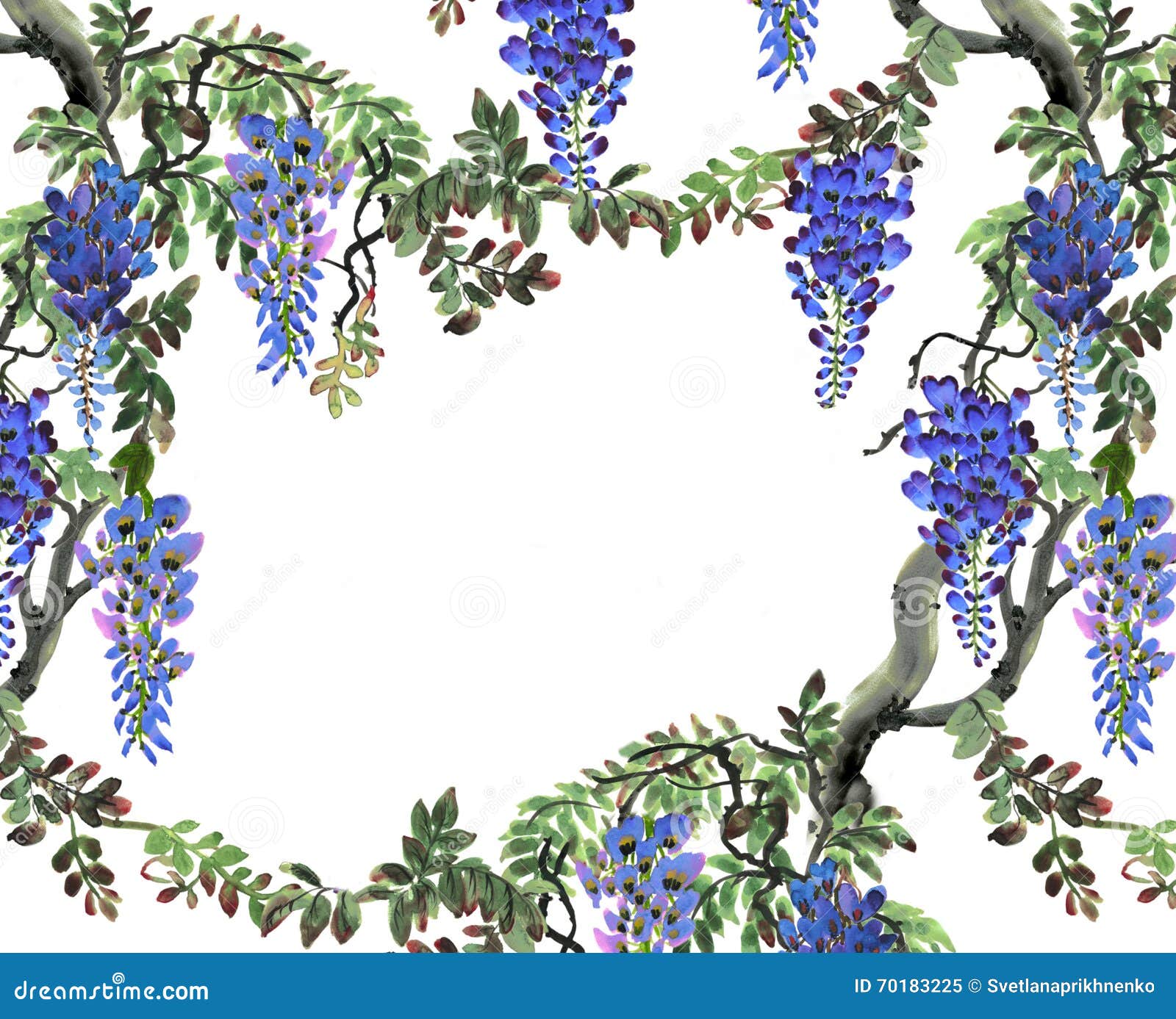 Blue wisteria tree stock illustration. Illustration of pattern - 70183225