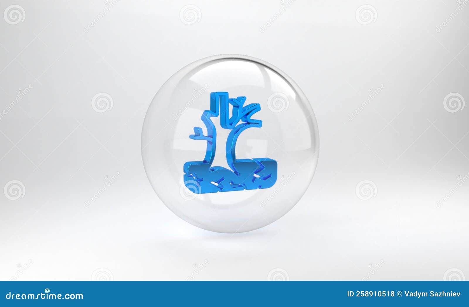 Blue Withered Tree Icon Isolated on Grey Background. Bare Tree. Dead ...