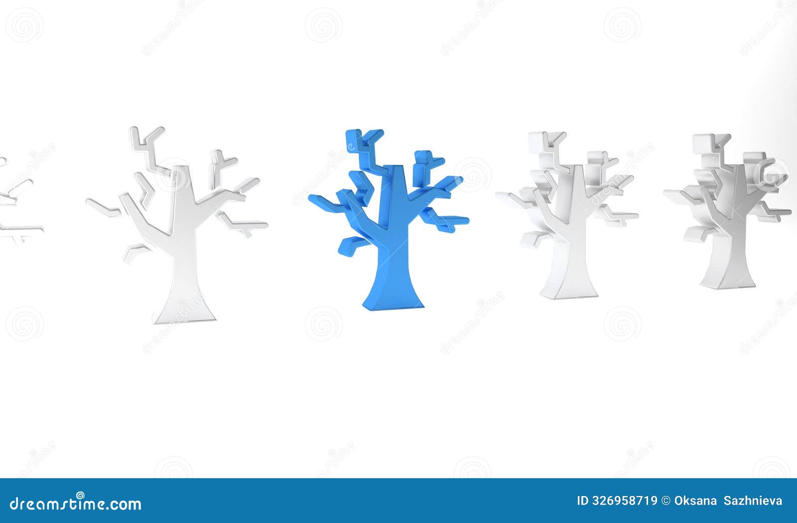 Blue Withered Tree Icon Isolated on White Background. Bare Tree. Dead ...