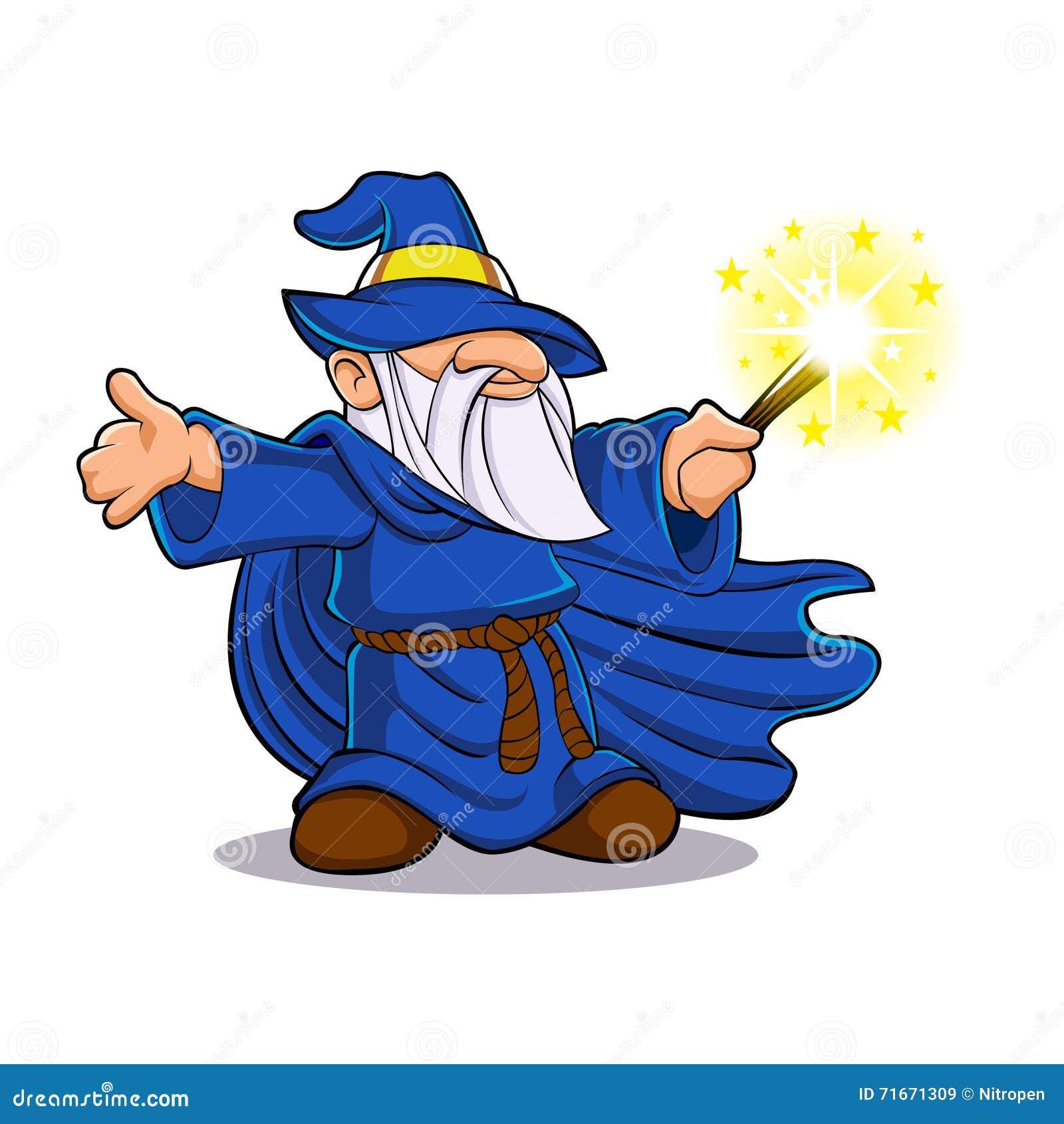 Blue wizardÂ cartoon stock vector. Illustration of wizard - 71671309