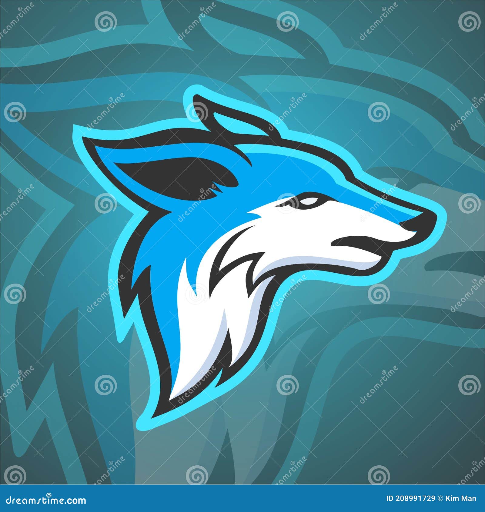 The blue wolf head stock vector. Illustration of enemy - 208991729