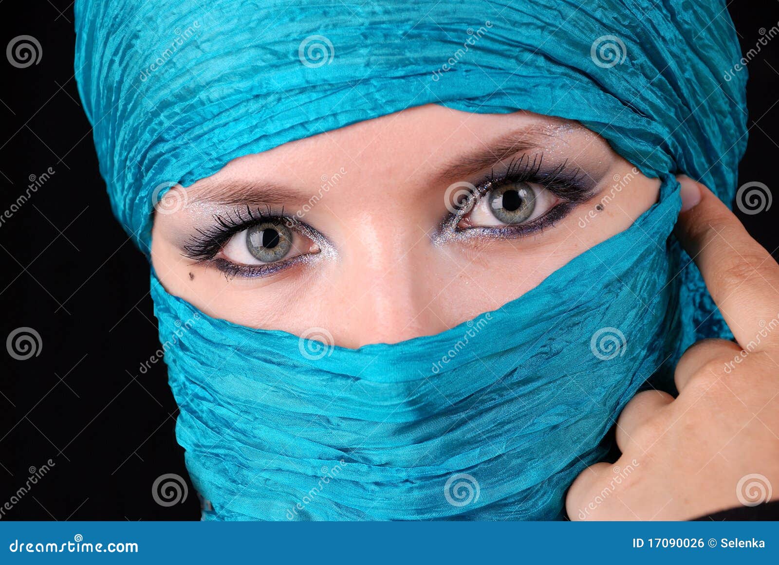 Blue Woman S Eyes with East Make-up Stock Photo - Image of head, arab ...