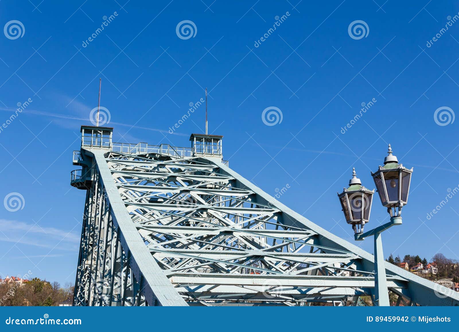Blue Wonder Bridge stock photo. Image of dresden, engineering - 89459942