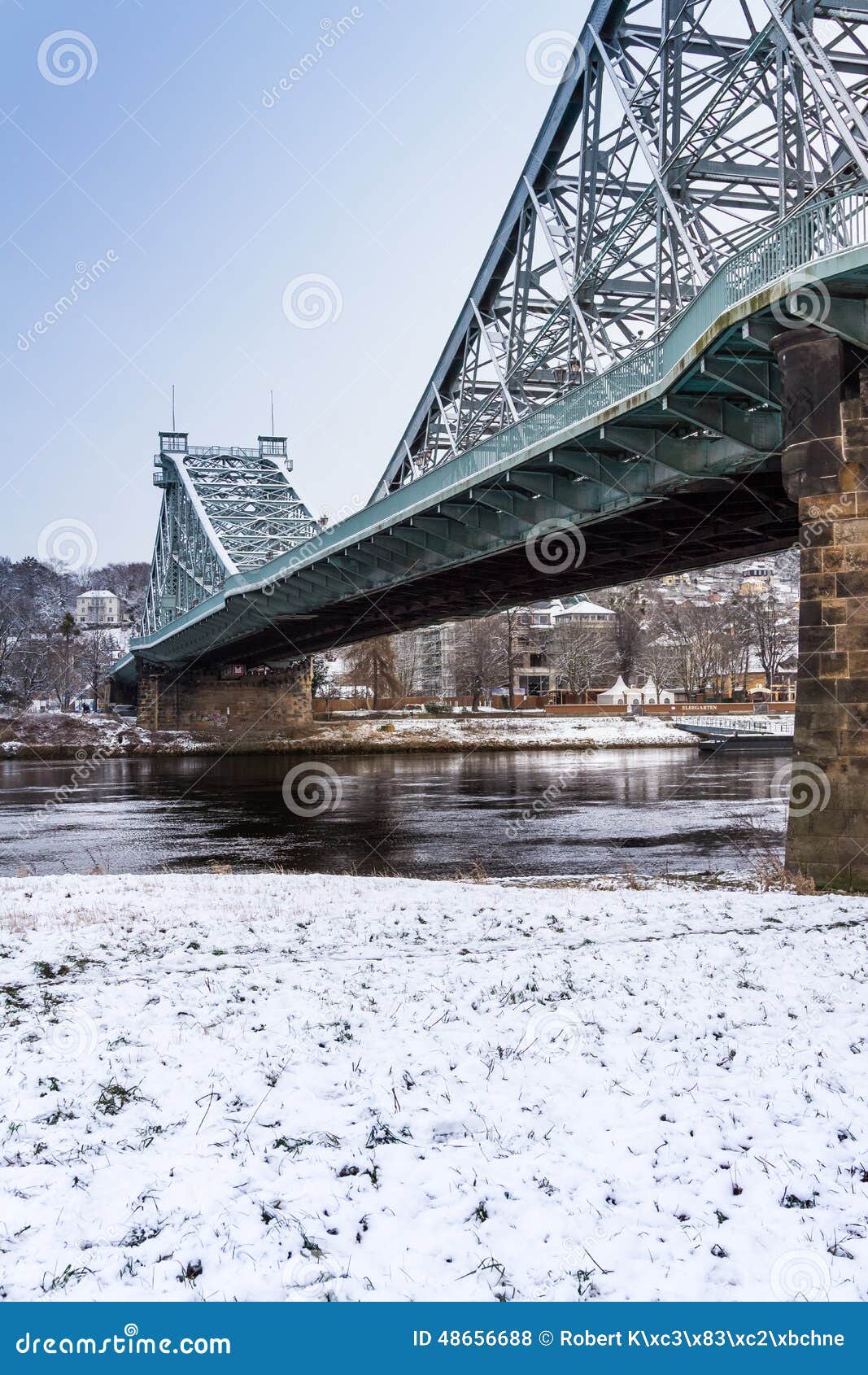 Blue Wonder Bridge Dresden / Blaues Wunder Stock Photo - Image of iron ...