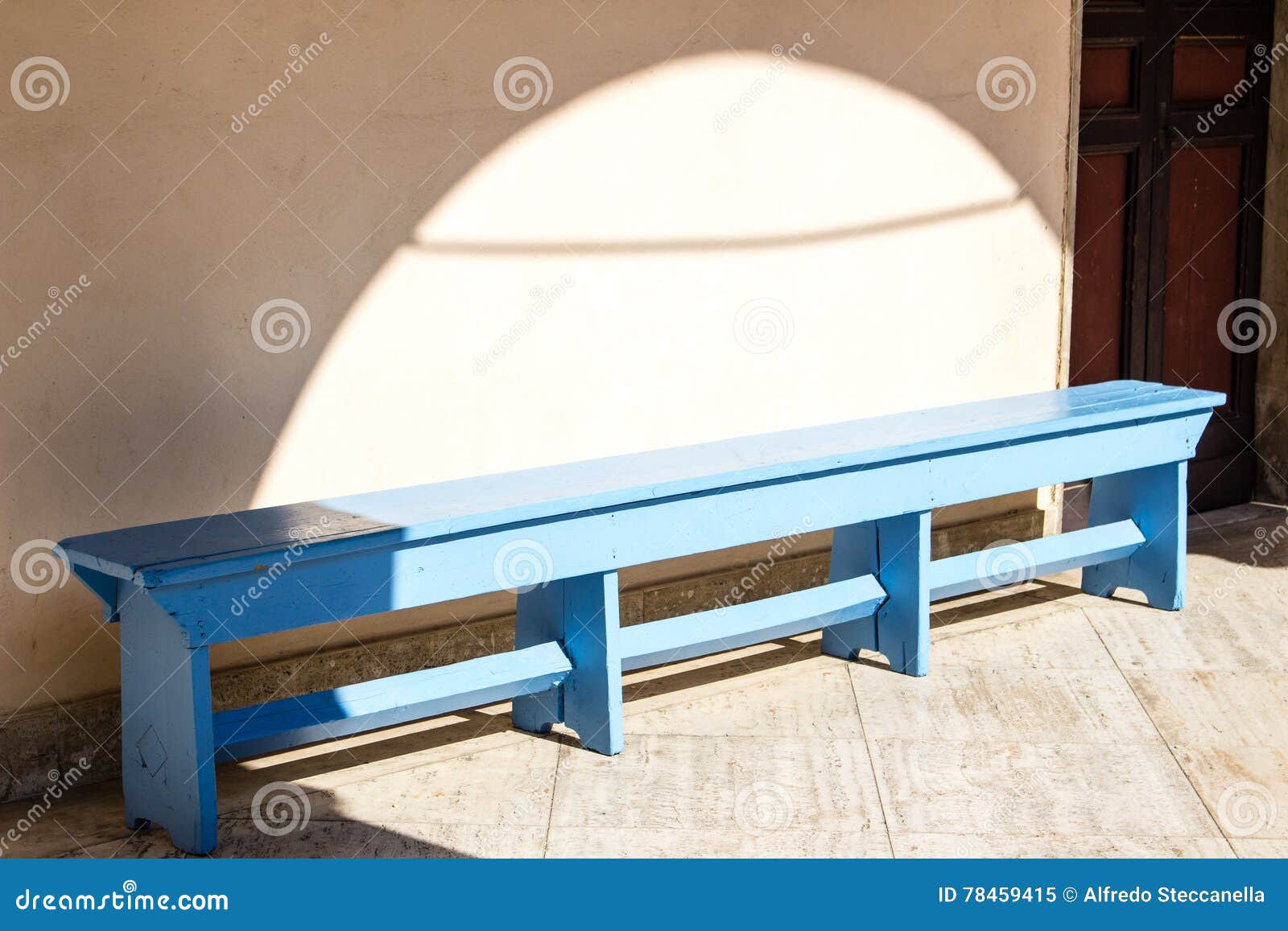 Blue wooden bench stock image. Image of decor, retro - 78459415