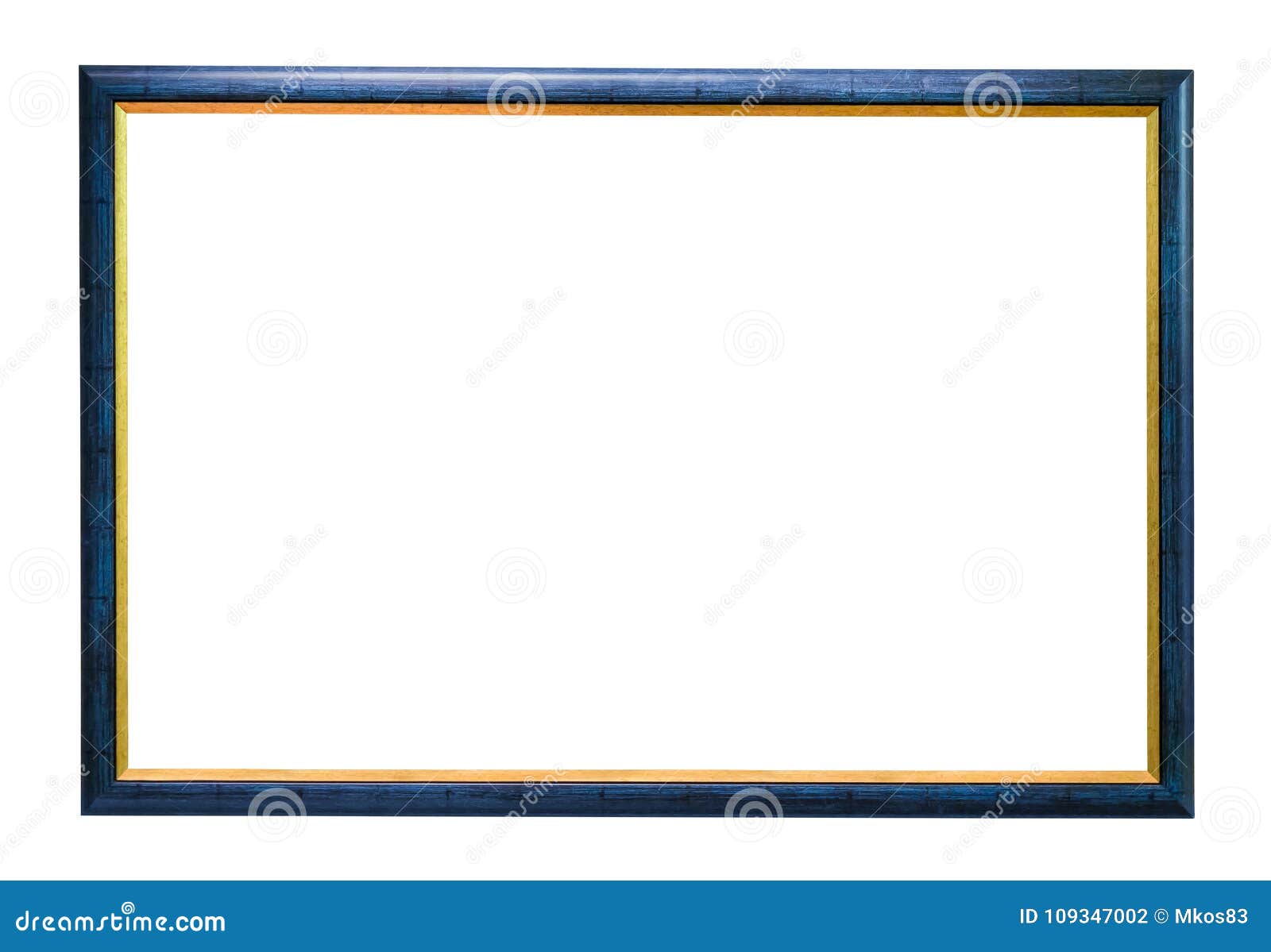 Blue Wooden Picture Frame on White Background Stock Photo - Image of ...