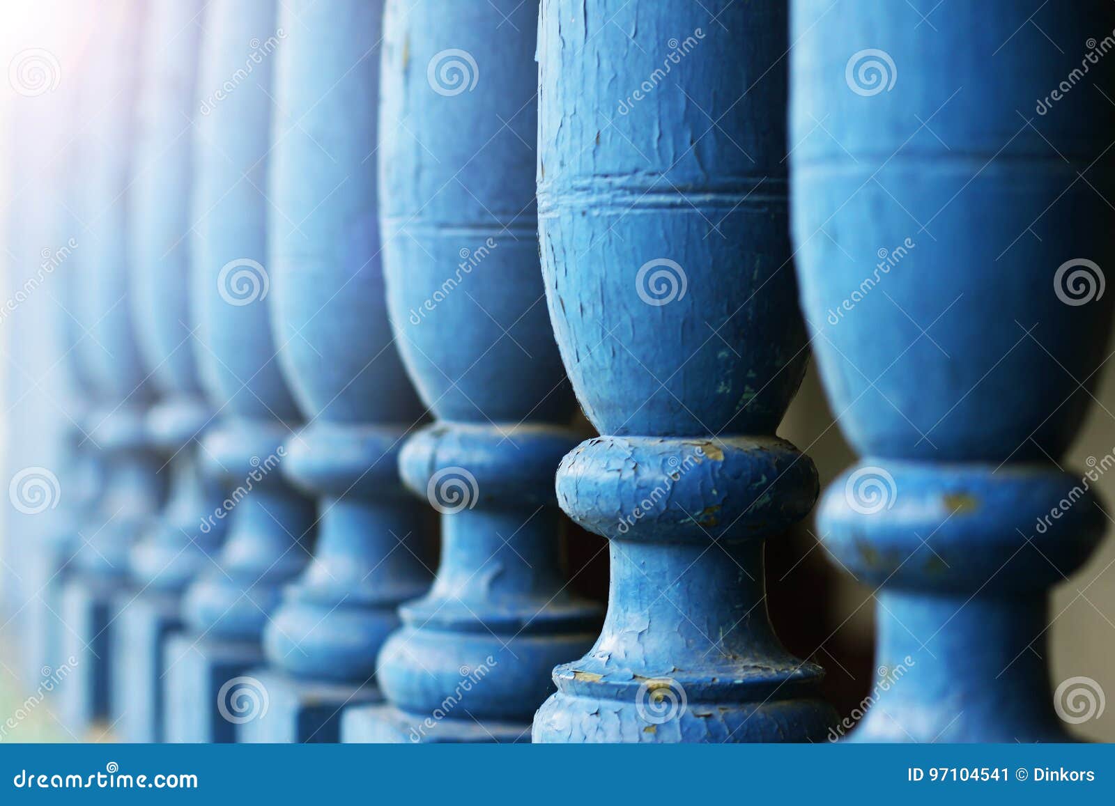 Blue wooden railing stock image. Image of decoration - 97104541