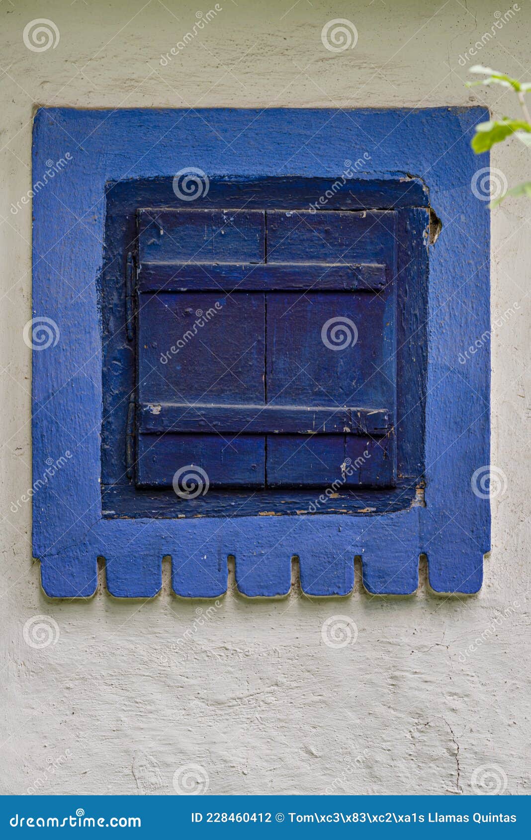 Blue Wooden Window with Blue Painted Frame Stock Photo - Image of rough ...