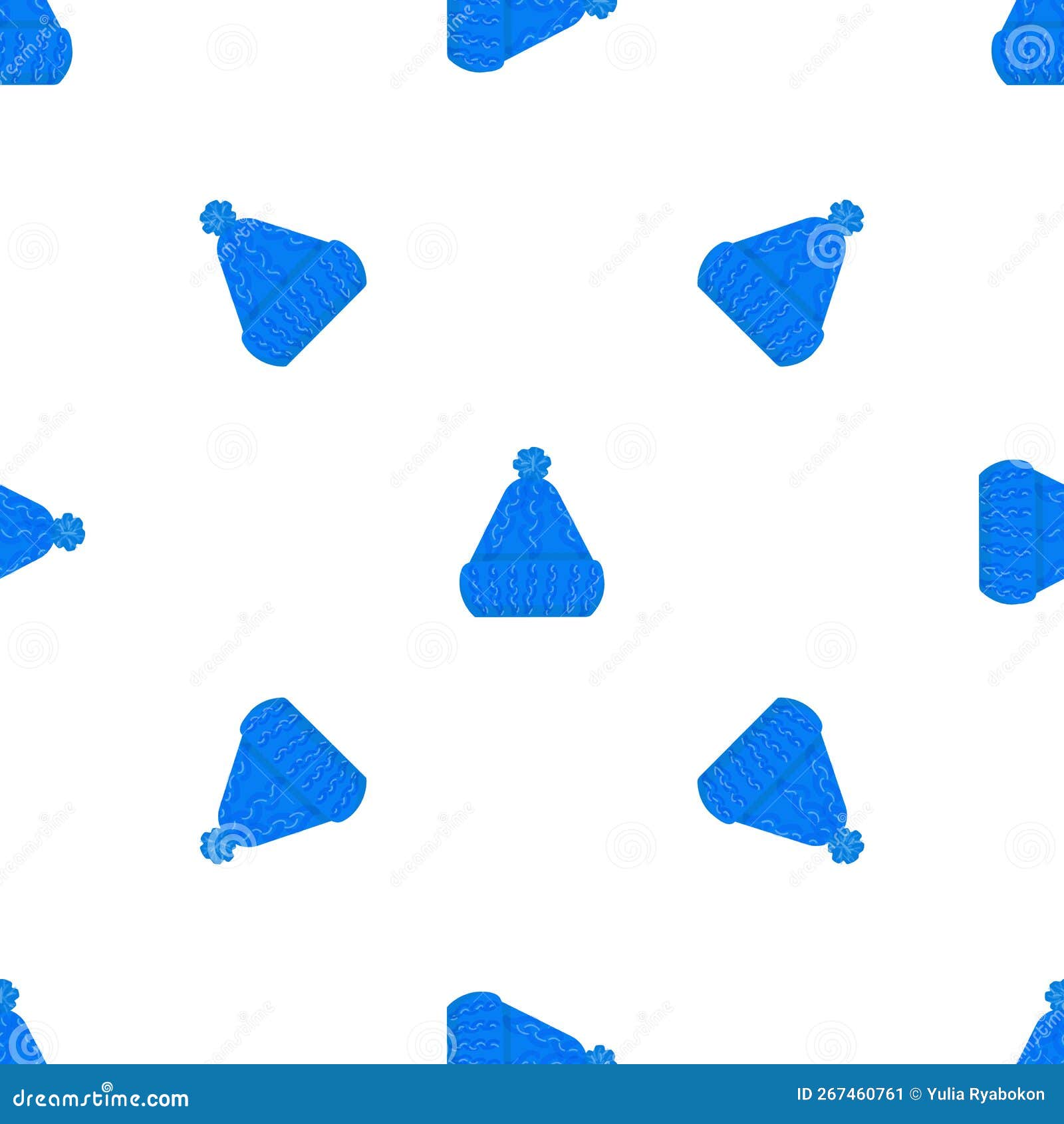 Blue Wool Hat Pattern Seamless Vector Stock Vector - Illustration of ...
