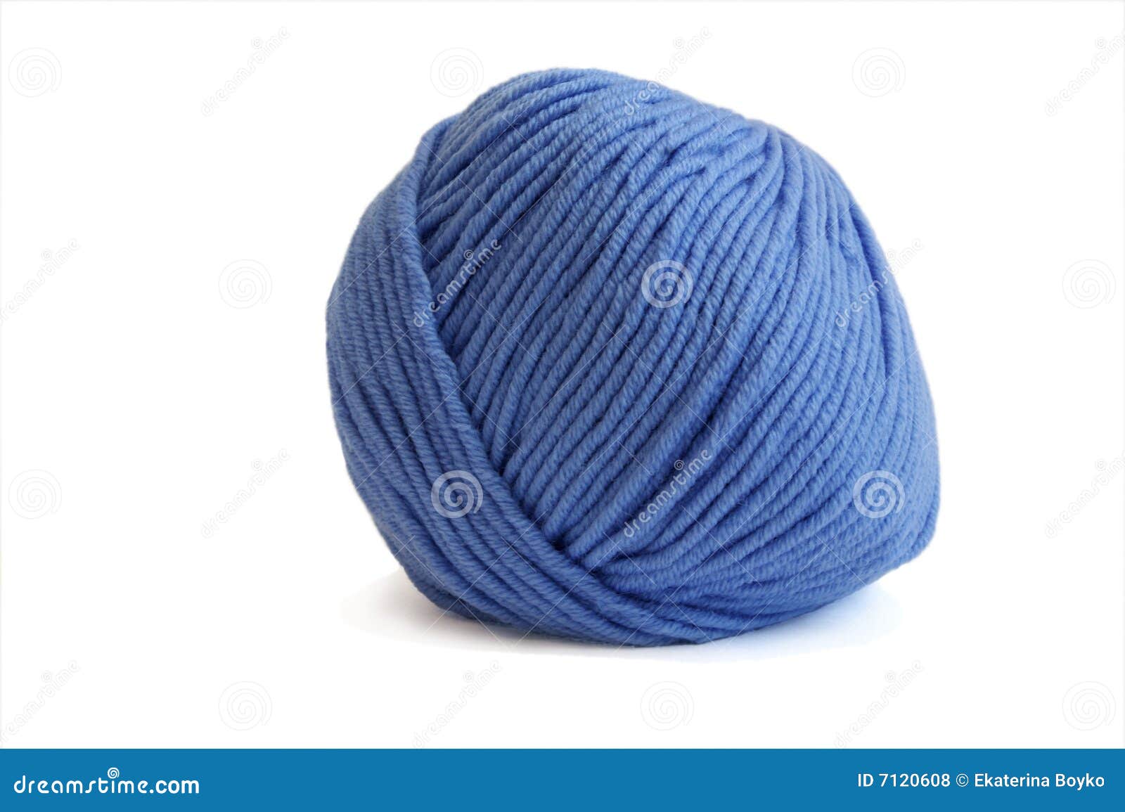 Blue Wool Yarn Isolated Over White Background Stock Photo - Image of ...