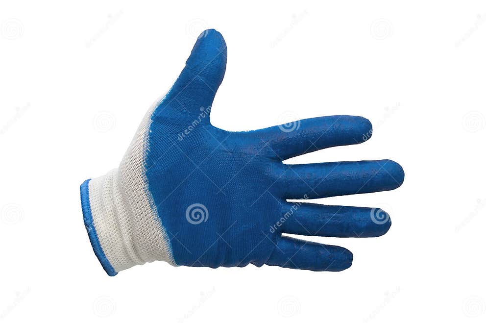 Blue work gloves isolated stock image. Image of signs - 43179271