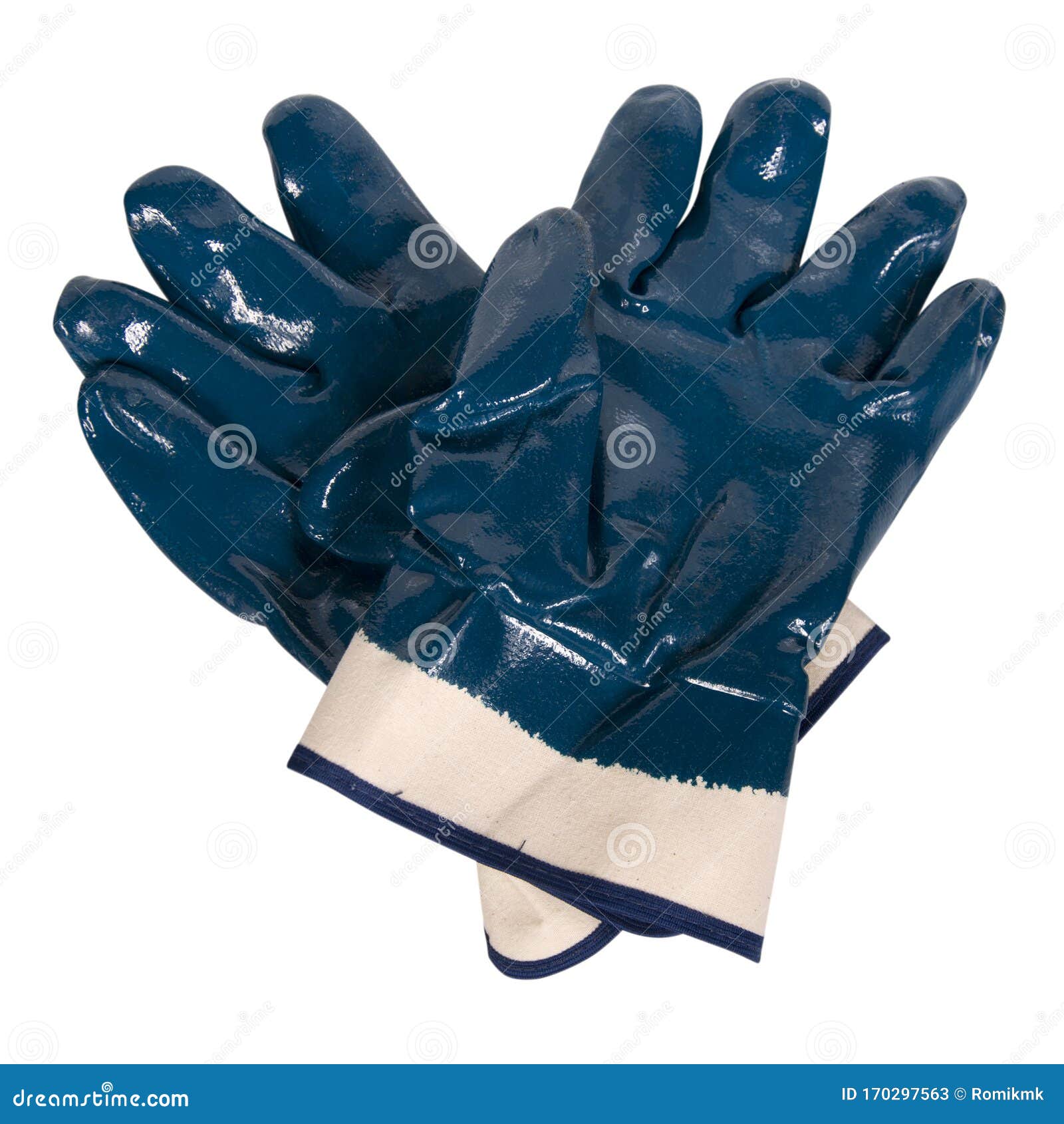 Blue Work Safety Gloves on White Stock Image - Image of protection ...