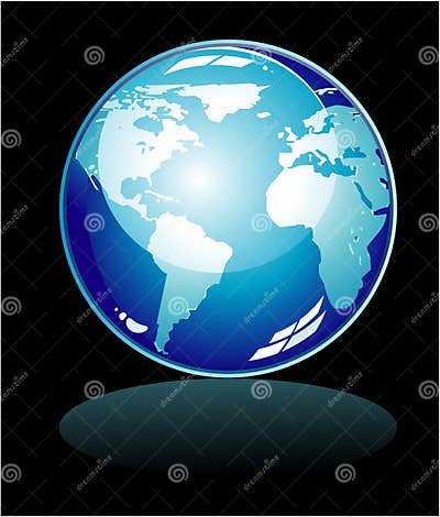 Blue world Icon stock vector. Illustration of planet, north - 7858971