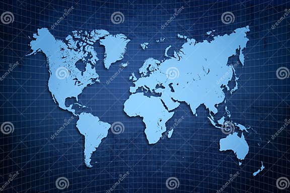 Blue world map stock illustration. Illustration of material - 19663985