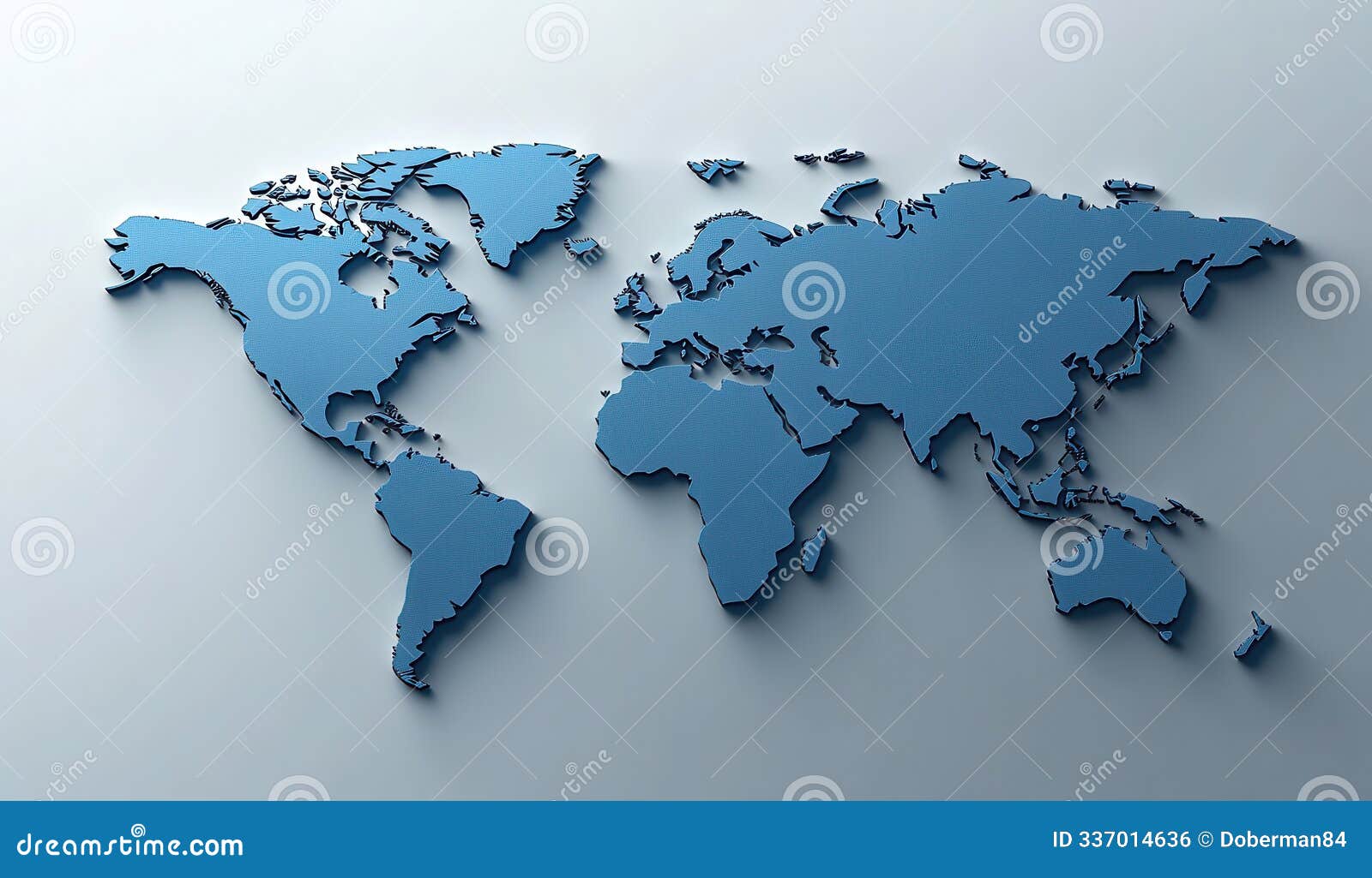 Blue World Map on Gray Background Showcasing Continents with Modern ...