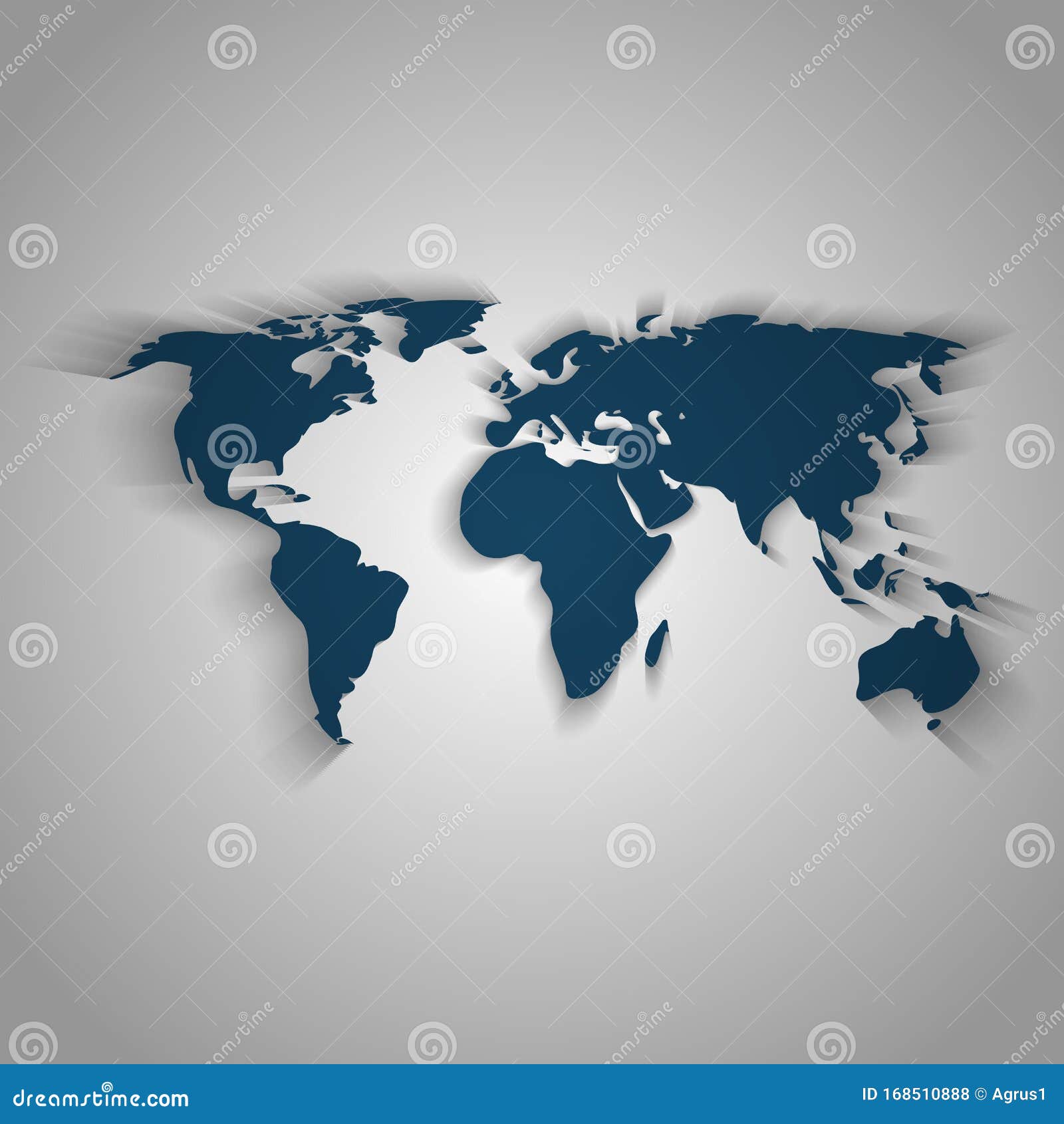 Blue World Map on Light Gray Background Stock Vector - Illustration of ...