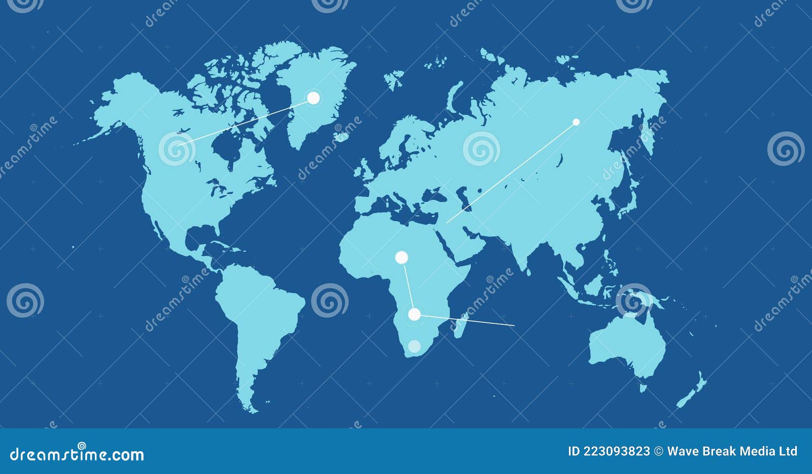 Blue World Map with Moving White Network of Connected Points on Blue ...