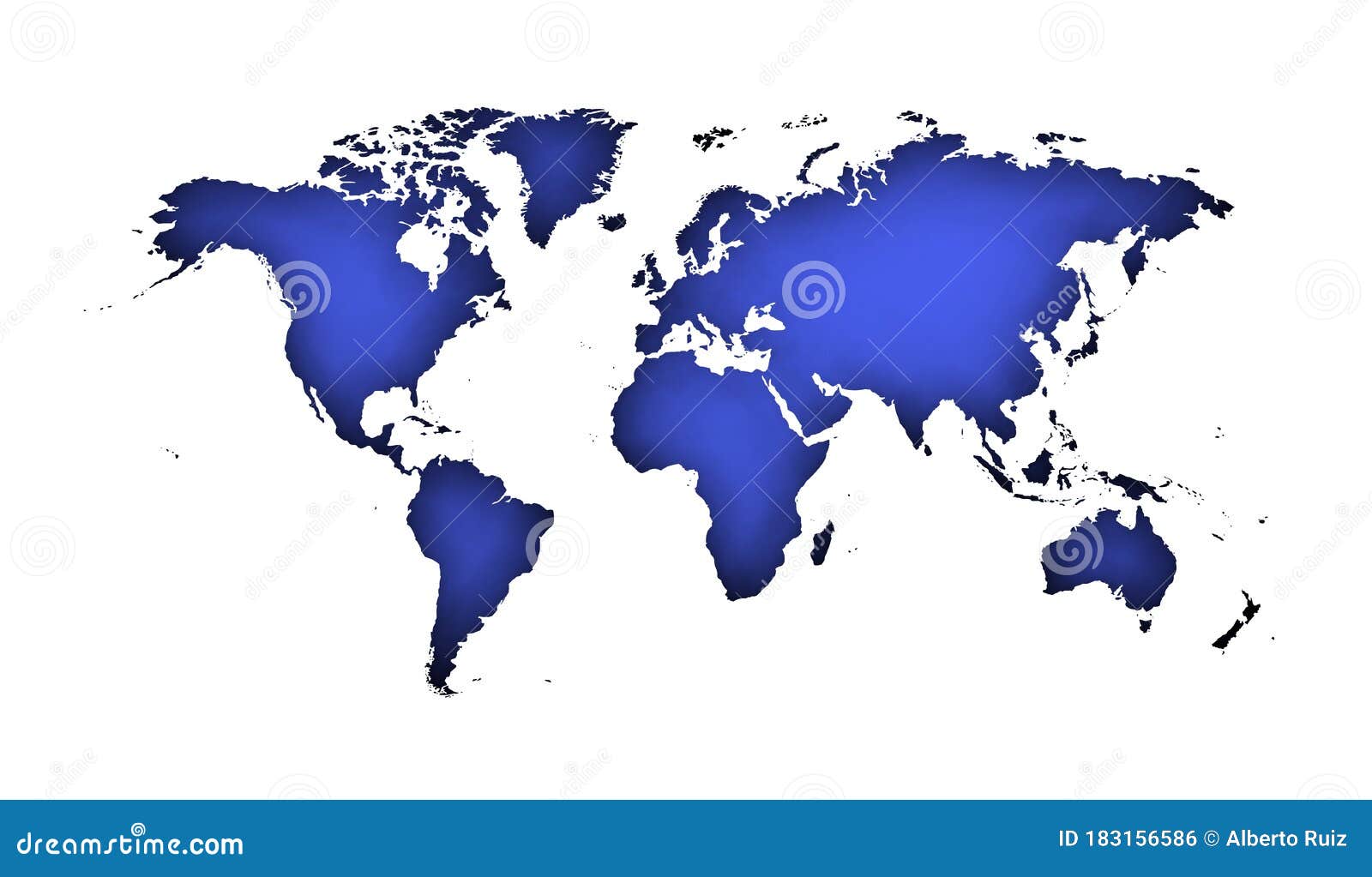 Blue World Map Over White Background Stock Illustration - Illustration ...