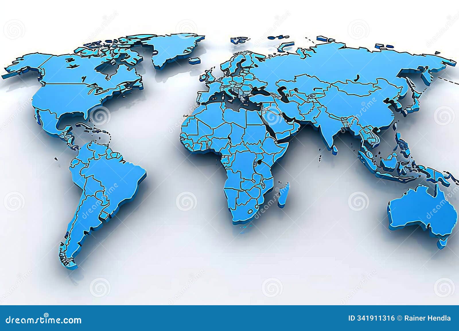 Detailed Blue World Map Highlighting Continents and Countries with ...