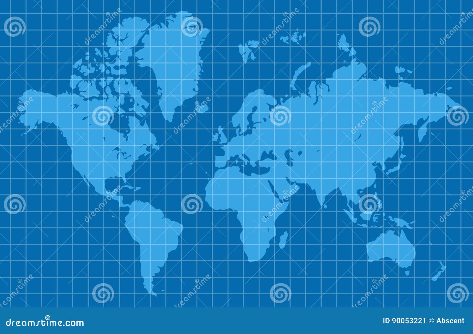Blue World Map. Vector Illustration Stock Vector - Illustration of ...