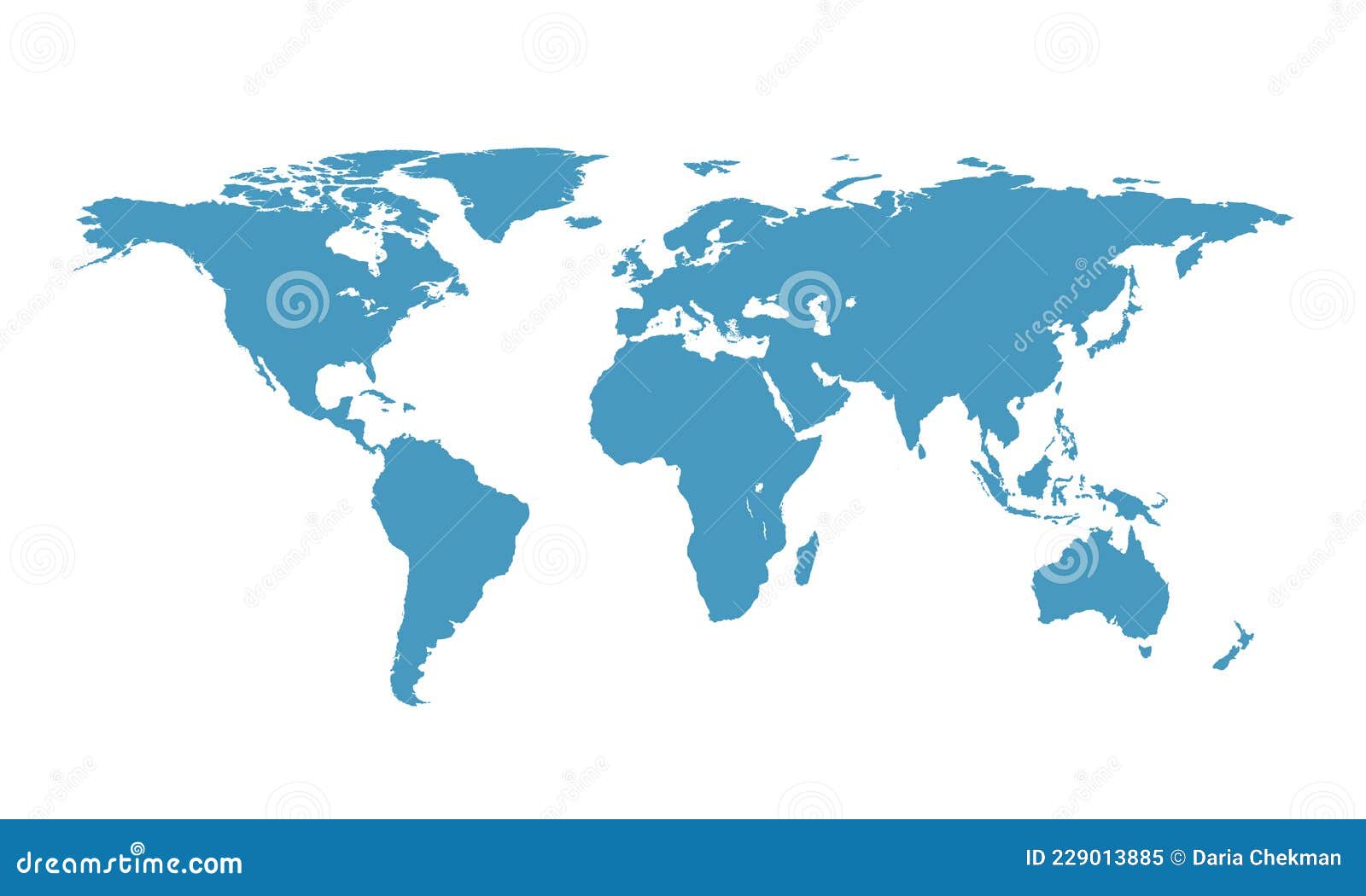 Blue World Map on White Background Stock Vector - Illustration of world ...