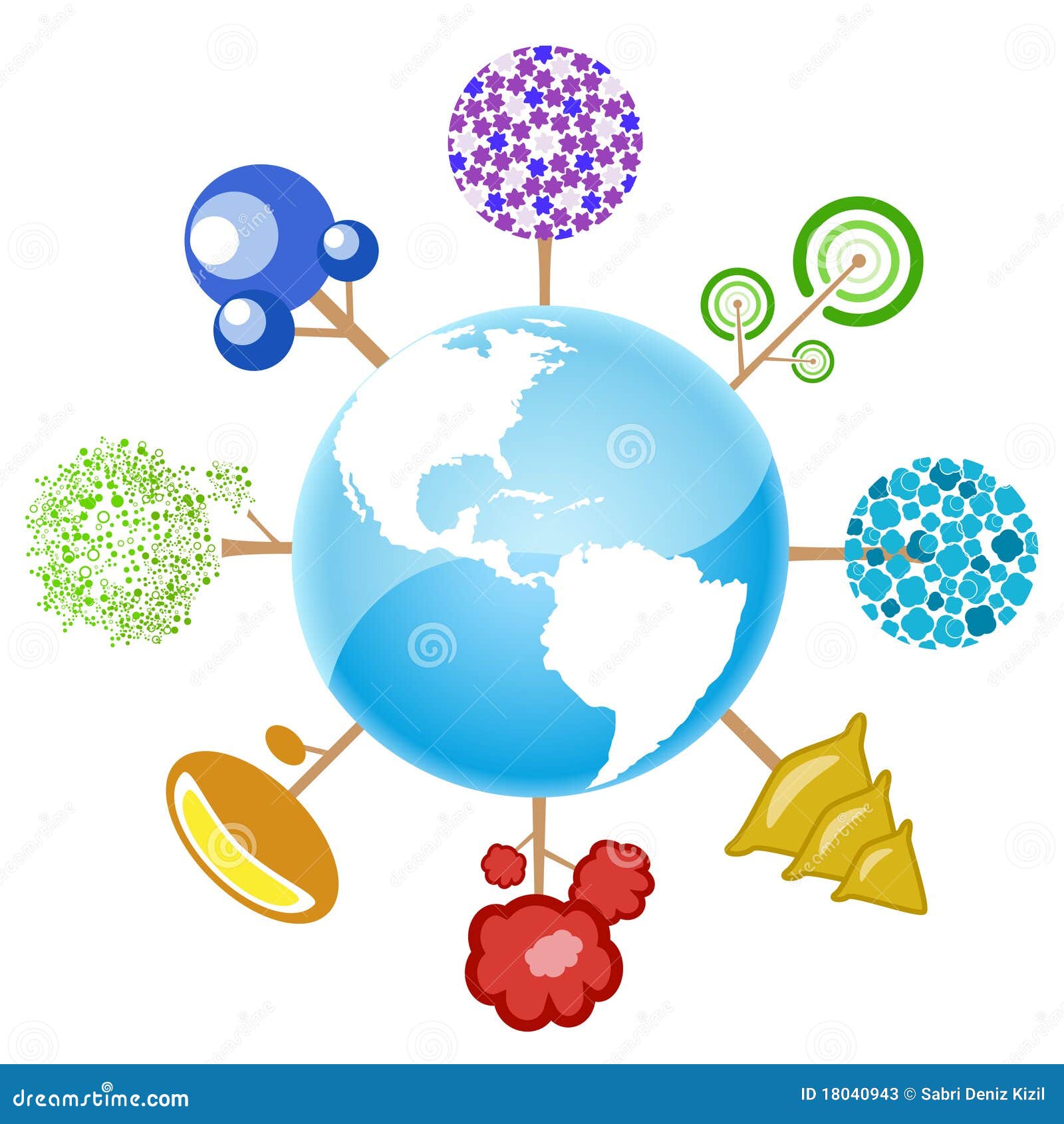 Blue world with trees stock vector. Illustration of paint - 18040943