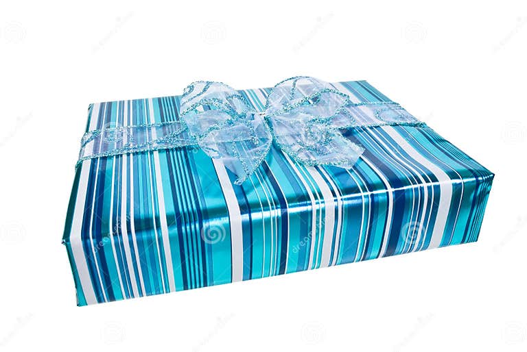 Blue wrapped gift box stock photo. Image of navidad, giving - 12031606