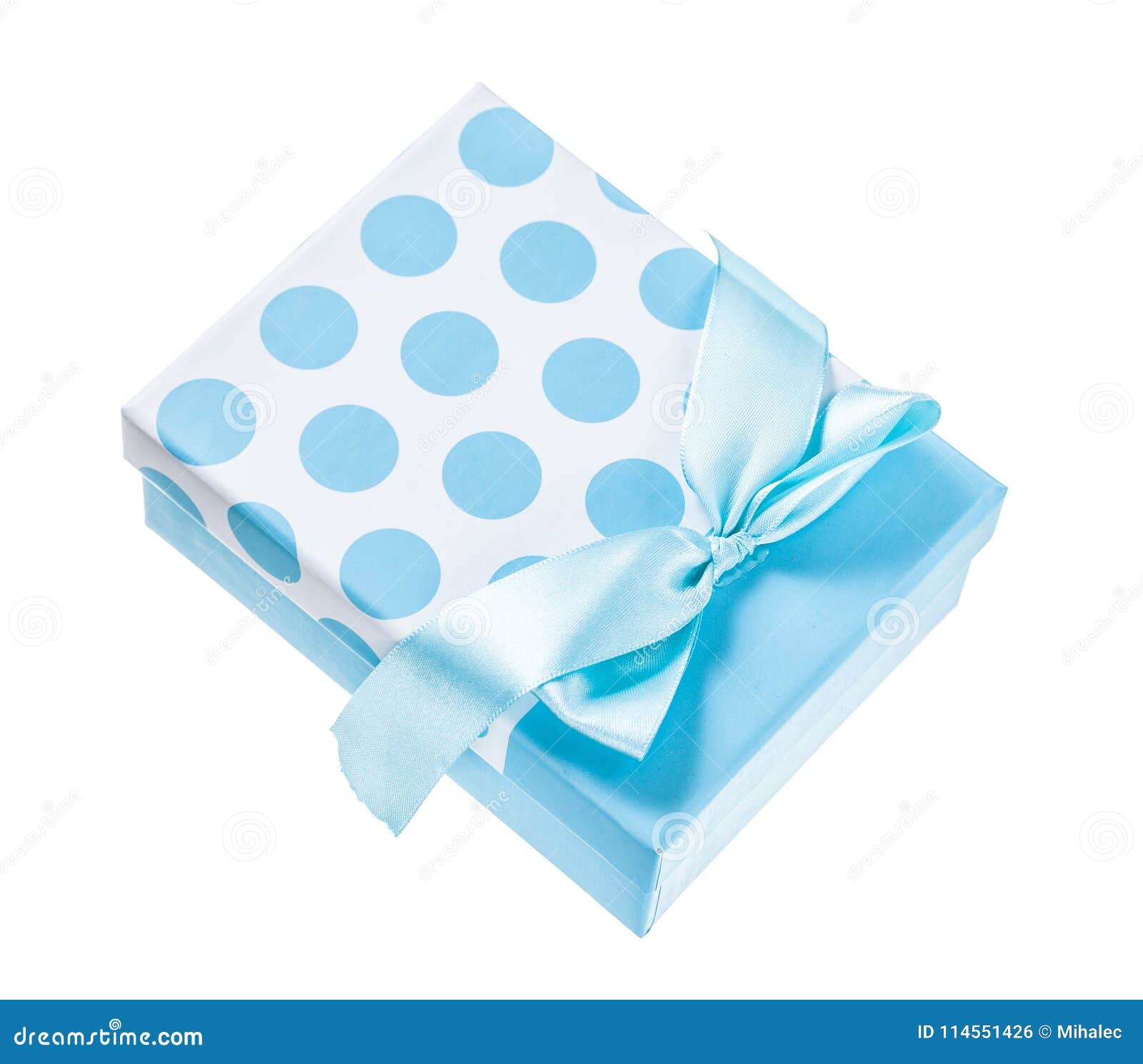 Blue Wrapped Present Box Isolated on White Stock Photo - Image of ...