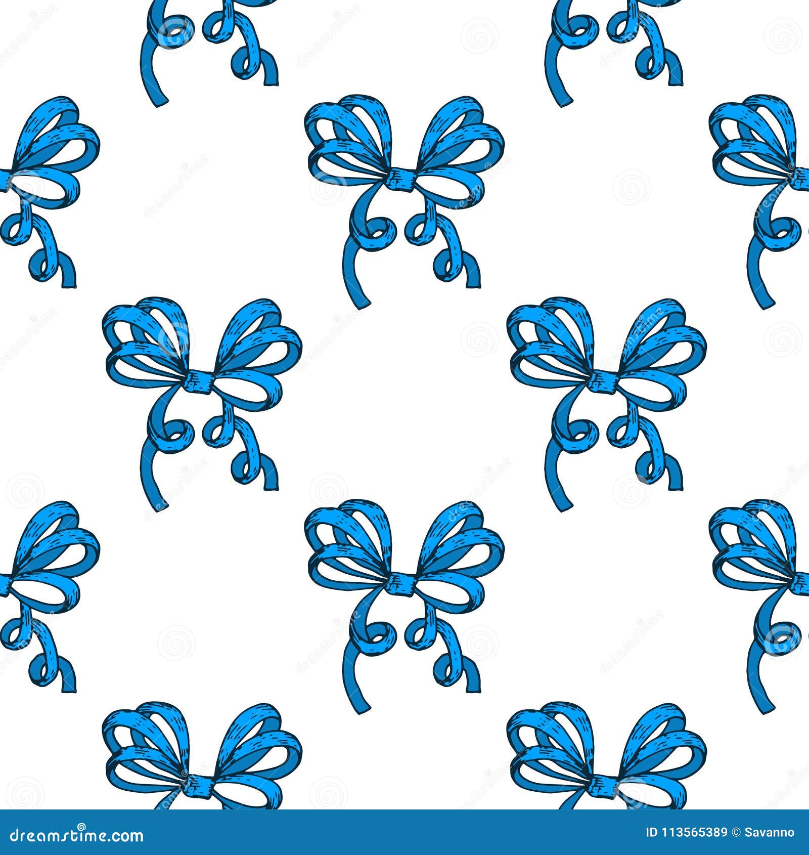 Blue Wrapping Bows. Seamless Pattern Stock Vector - Illustration of ...