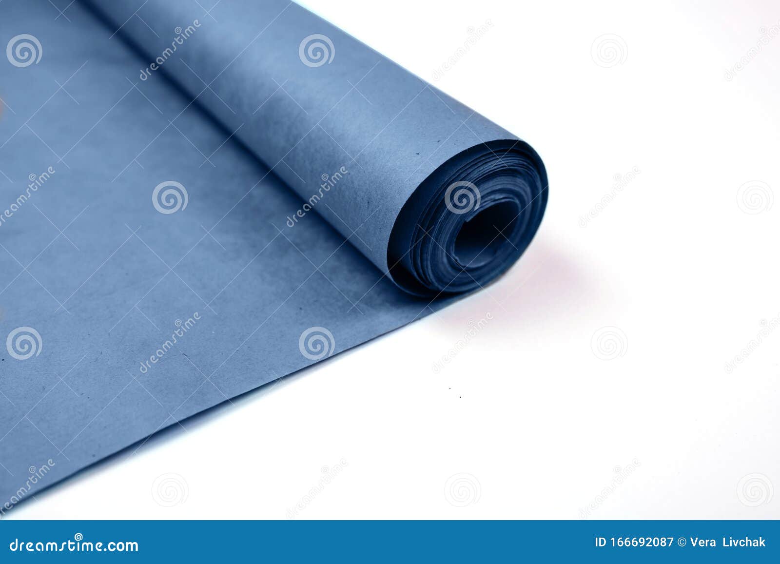 Blue Wrapping Paper Roll Isolated on White Background. Classic Blue ...