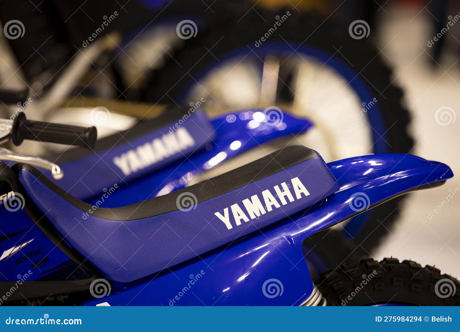 Blue Yamaha motorcycle editorial stock image. Image of vehicle - 275984294