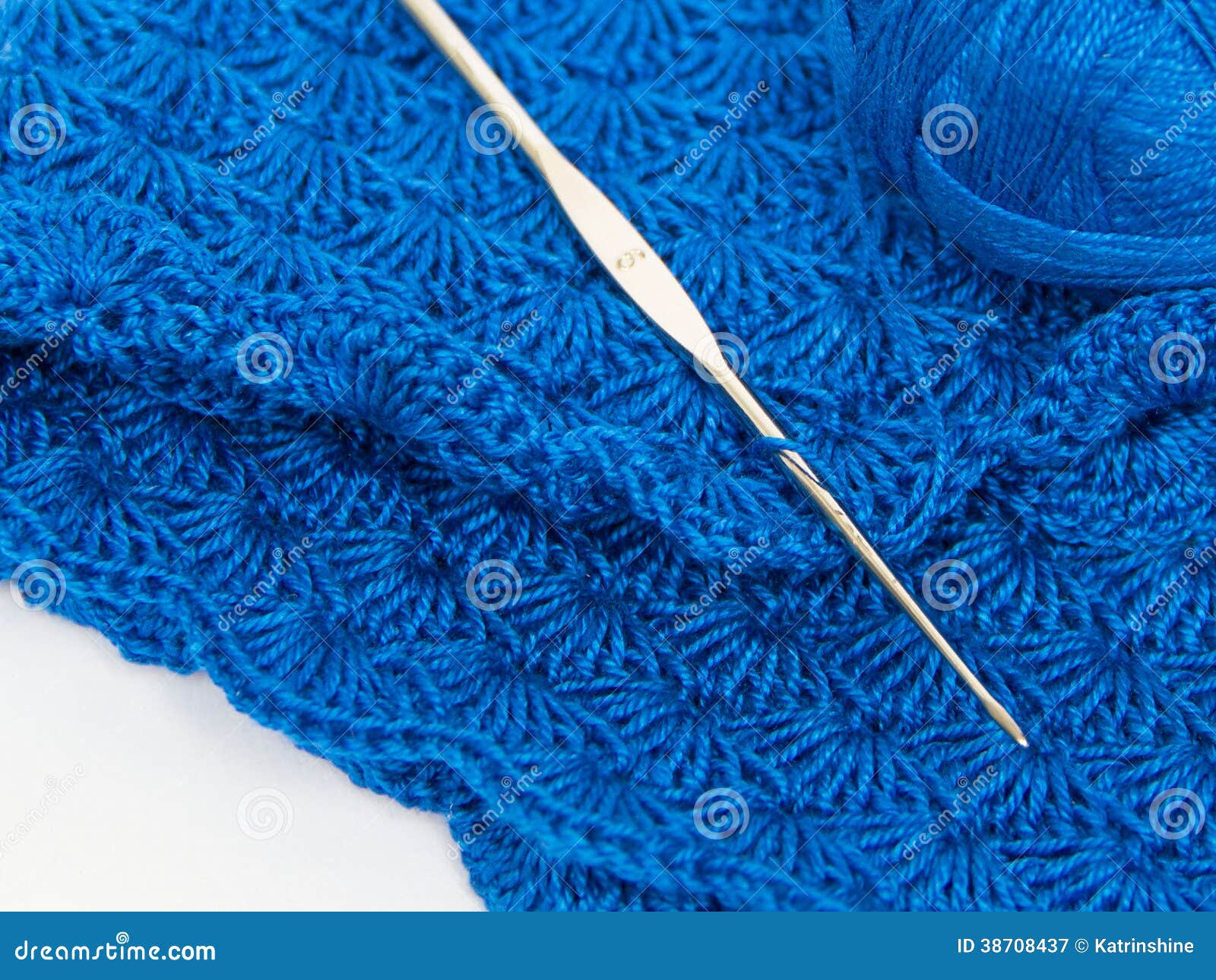 Blue Yarn Ball and Crochet Hook Stock Image - Image of cotton, closeup ...