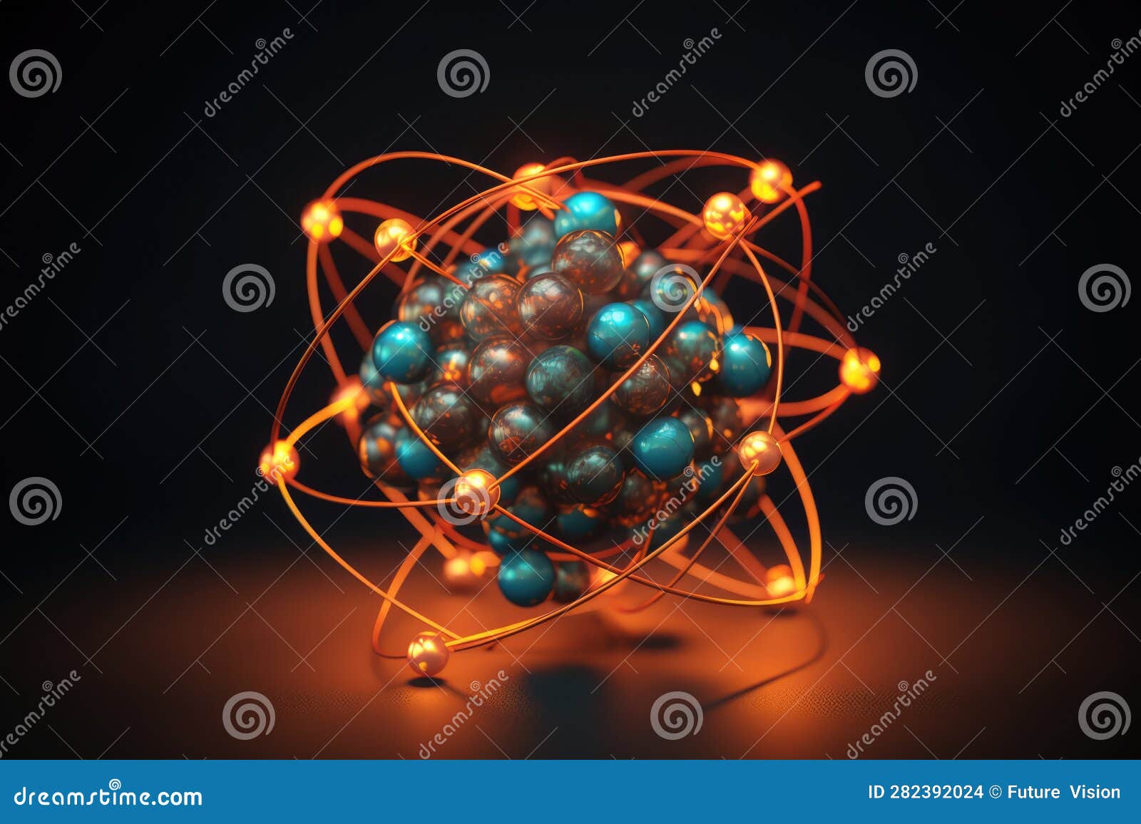 Blue and Yellow Atoms Forming Molecular Structure, Created Using ...