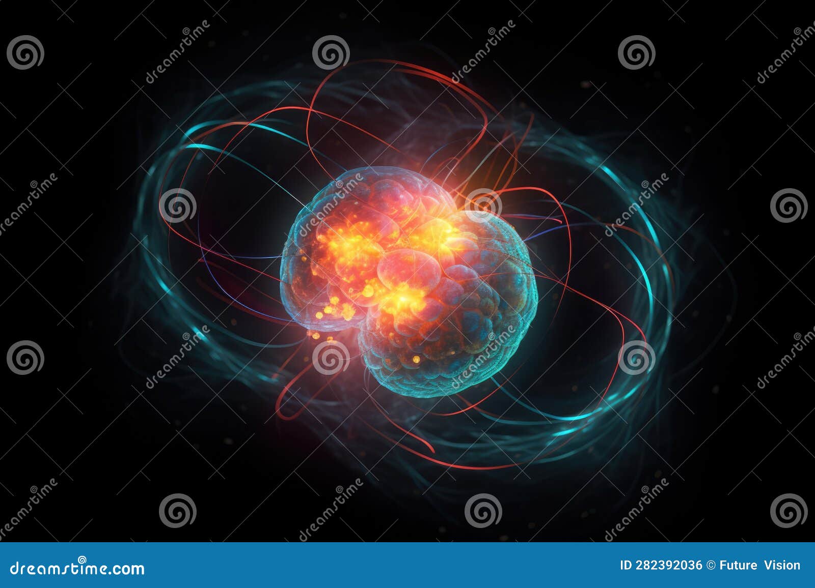 Blue and Yellow Atoms Forming Molecular Structure, Created Using ...