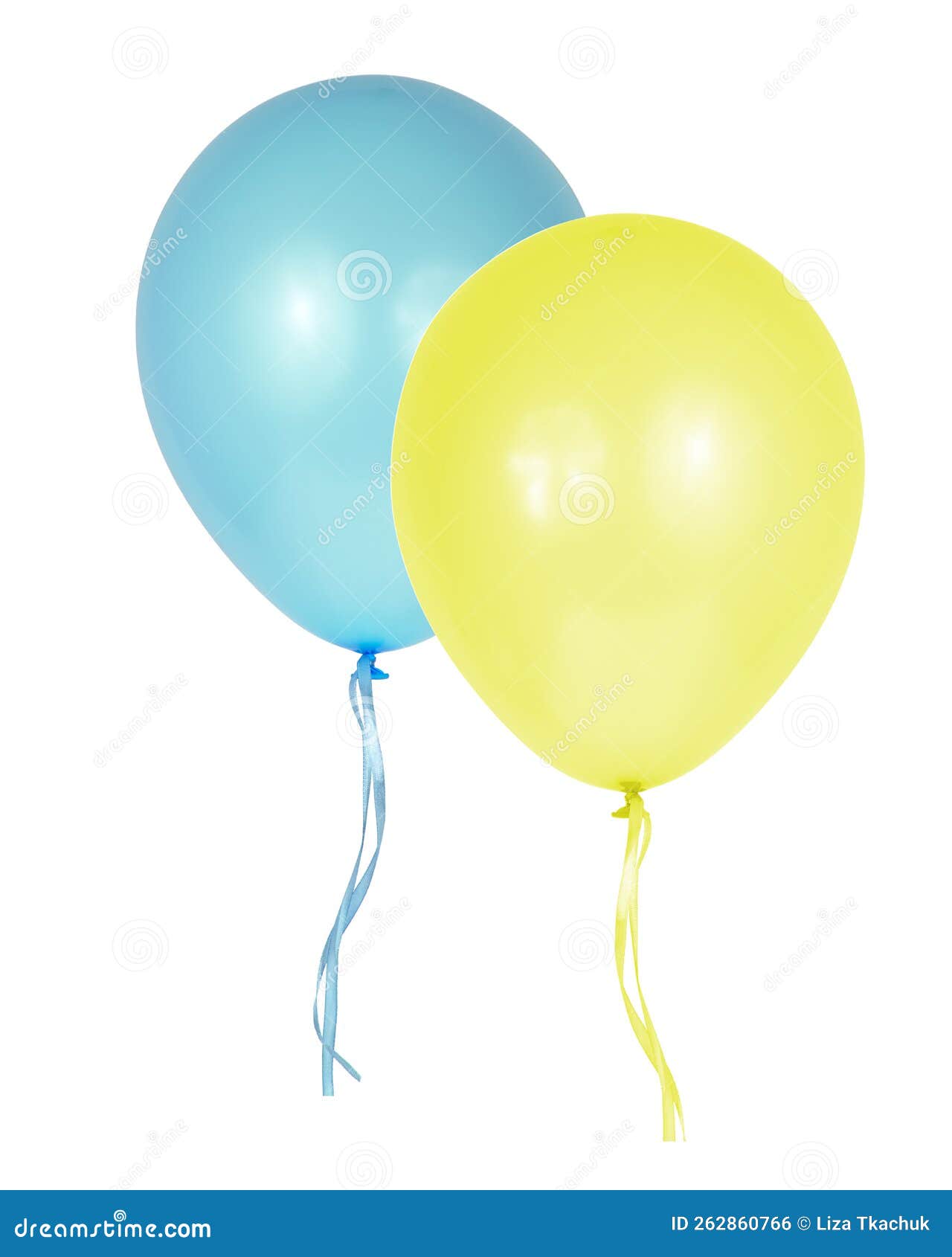 Blue and Yellow Balloons Isolated on the White Background Stock Photo ...