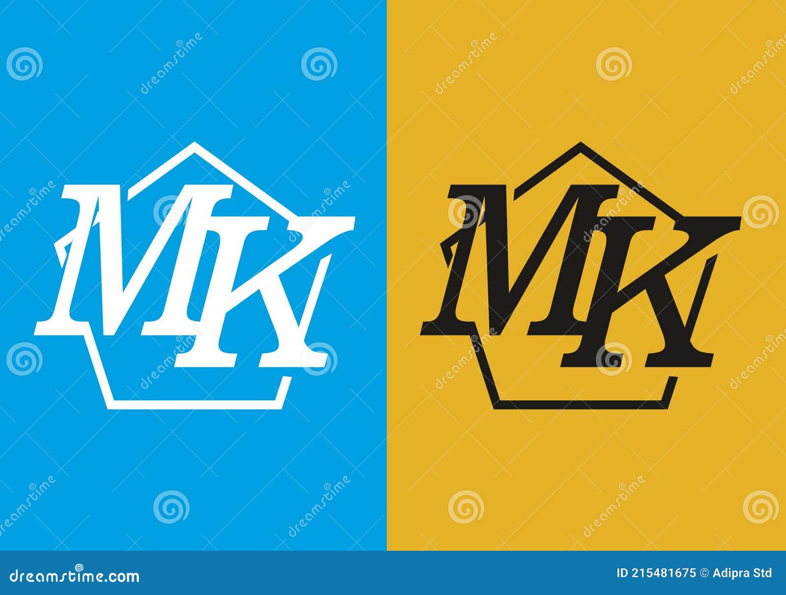 Blue Yellow Black of MK Initial Letter Text Stock Vector - Illustration ...