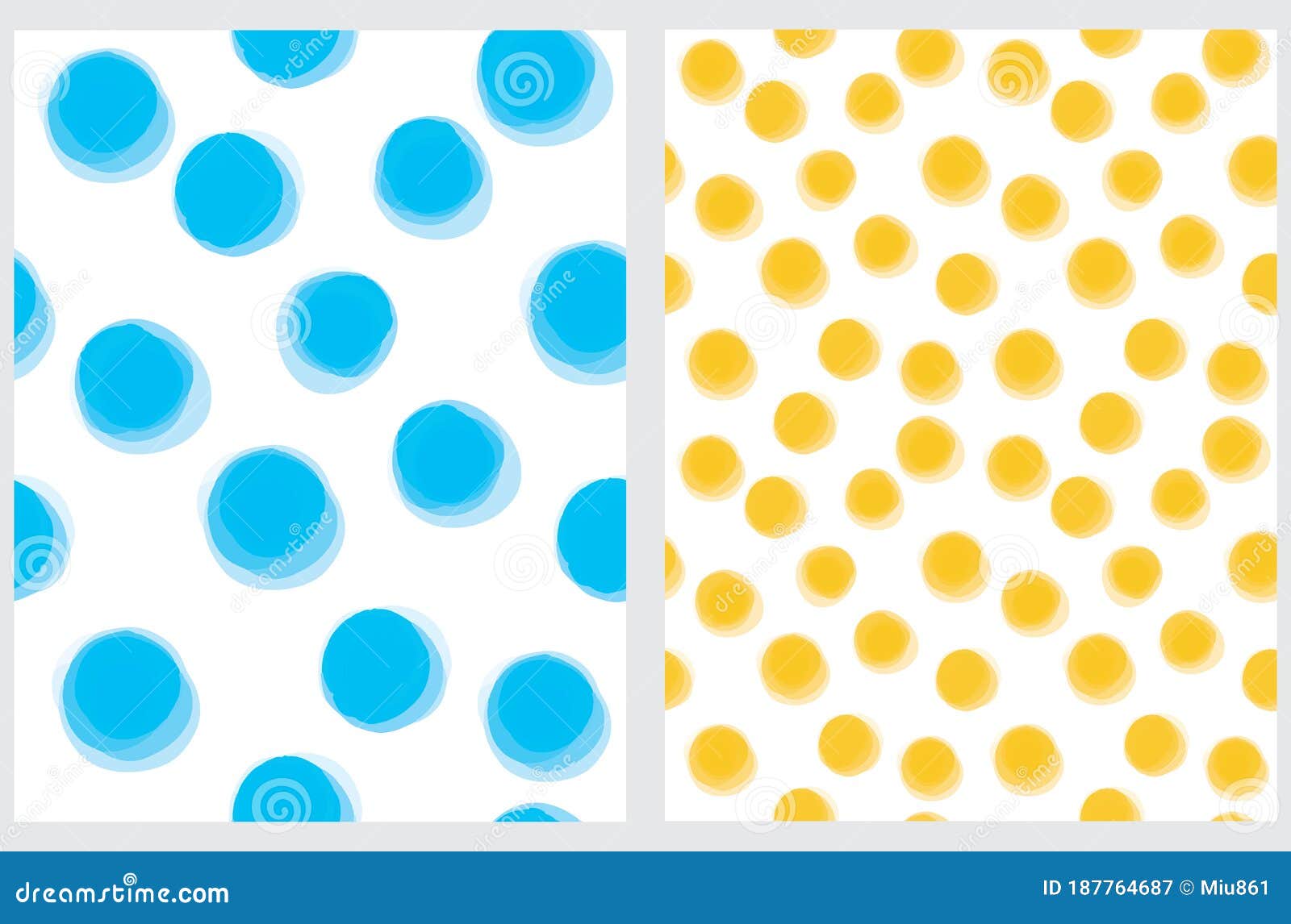 Blue and Yellow Brush Dots Isolated on a White Background. Stock Vector ...