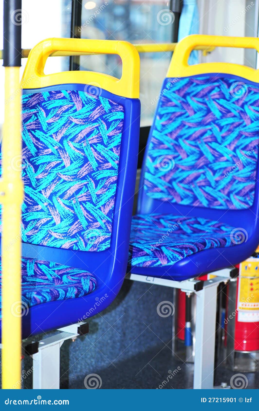 Blue and yellow bus seats stock image. Image of seats - 27215901