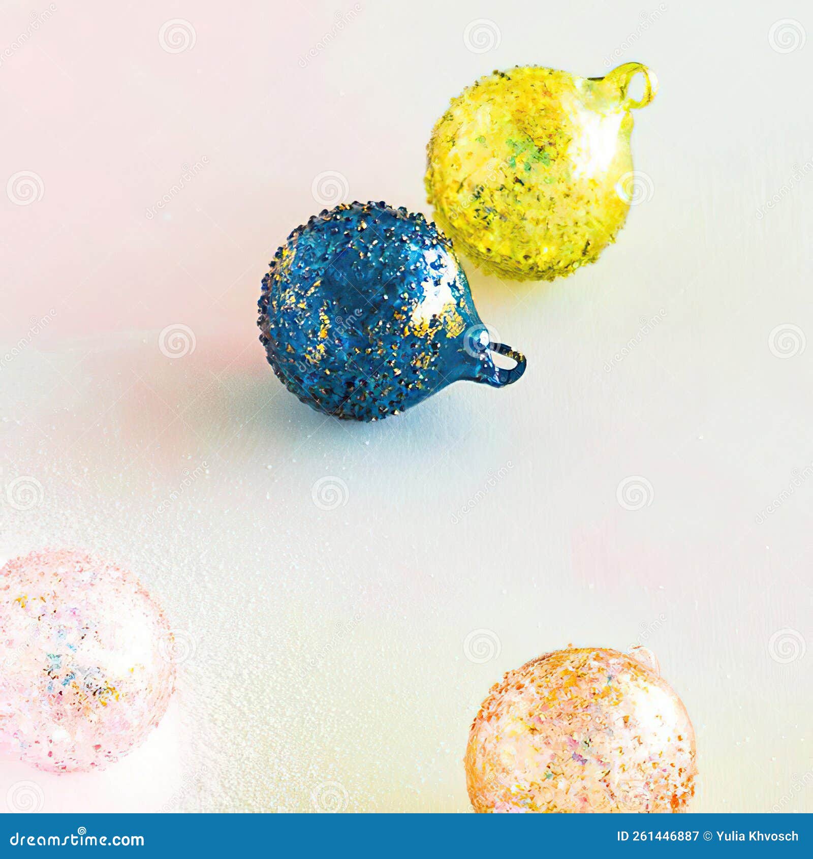 Blue and Yellow Christmas Balls, Top View. Stock Image - Image of ...
