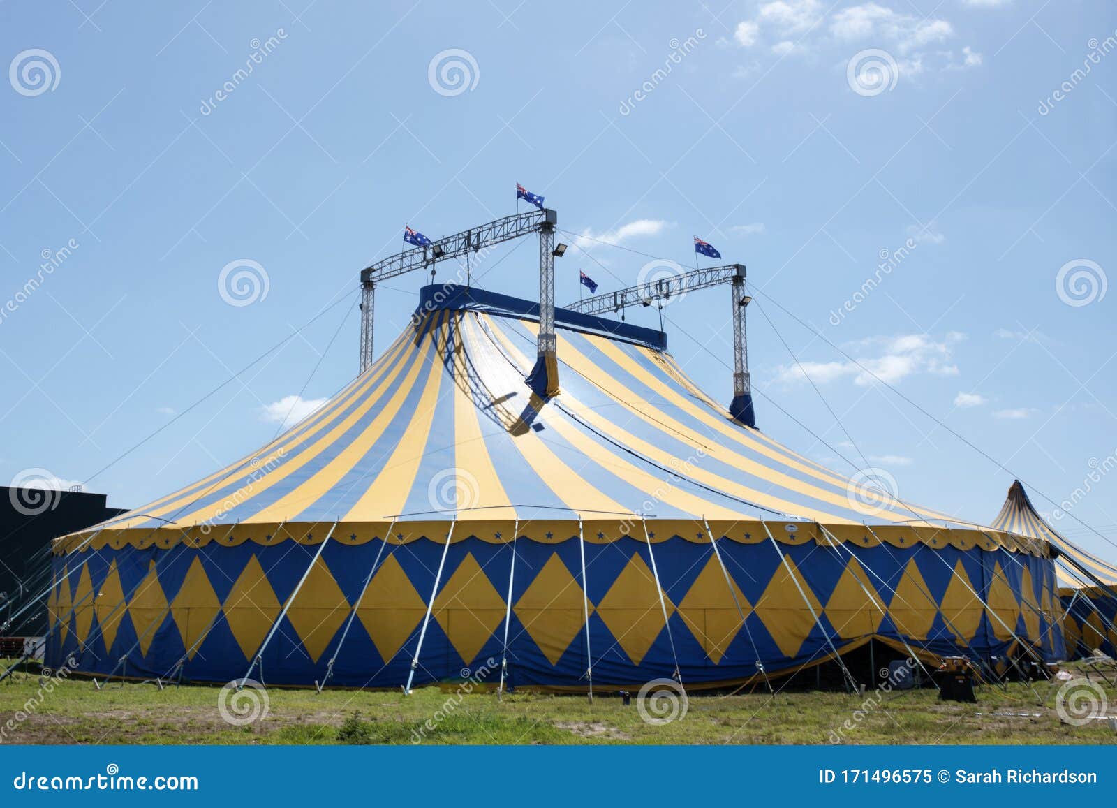 Blue and Yellow Circus Tent Stock Image - Image of gypsy, circus: 171496575