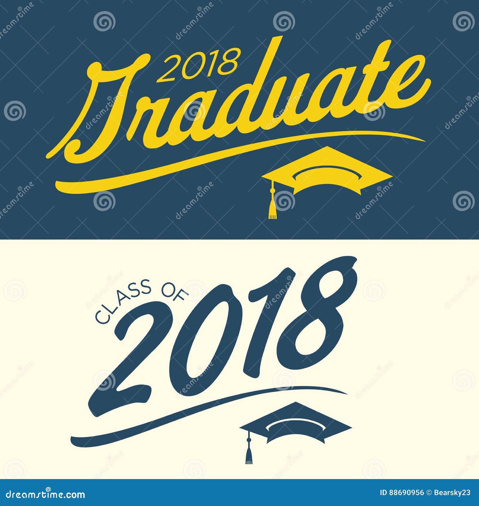 Blue and Yellow Class of 2018 Graduate Vector Graphic with Graduation ...