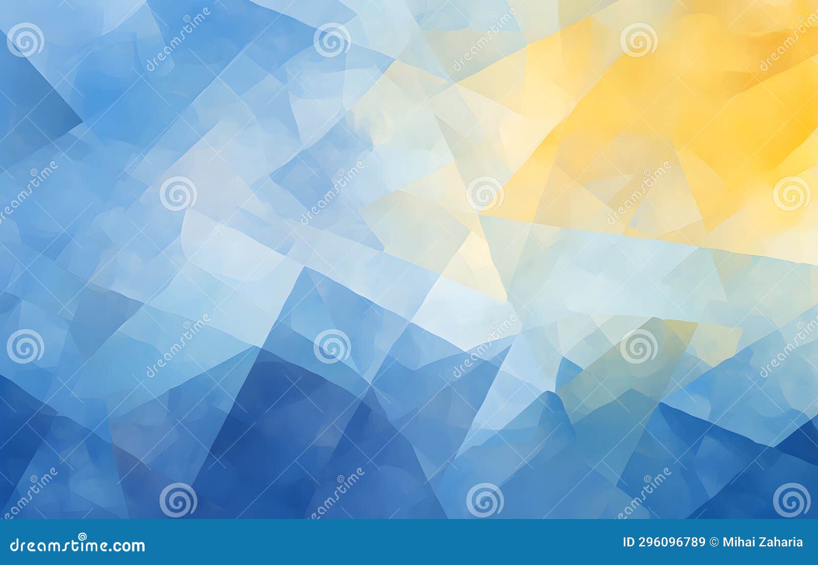 Blue and Yellow Cubism Background with Serene Watercolor Patterns Stock ...