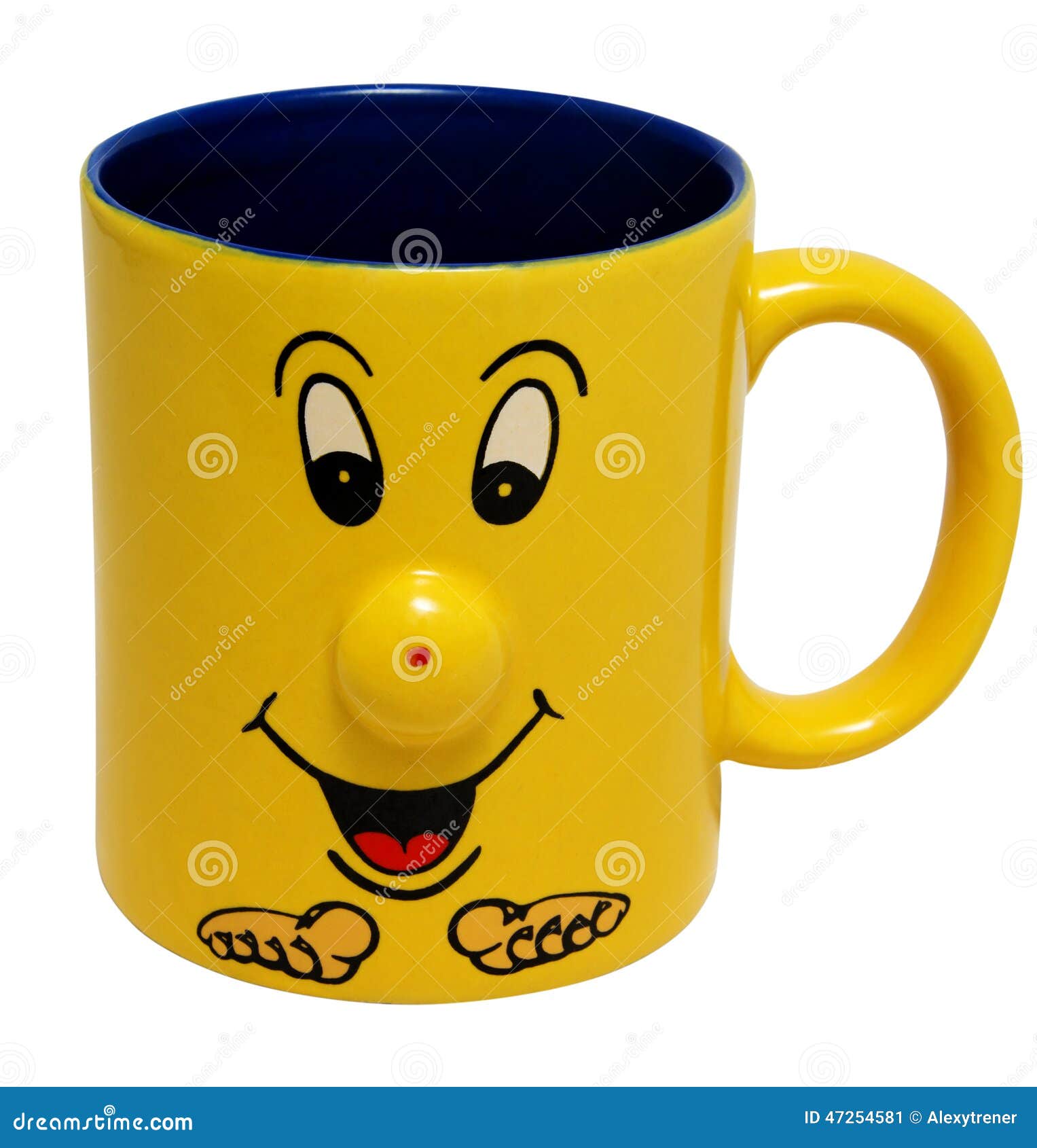 Blue Yellow Cup with Smiling Face , Isolated on Stock Image - Image of ...