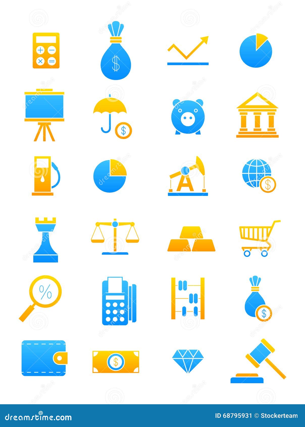 Blue Yellow Economy Icons Set Stock Illustrations – 378 Blue Yellow ...