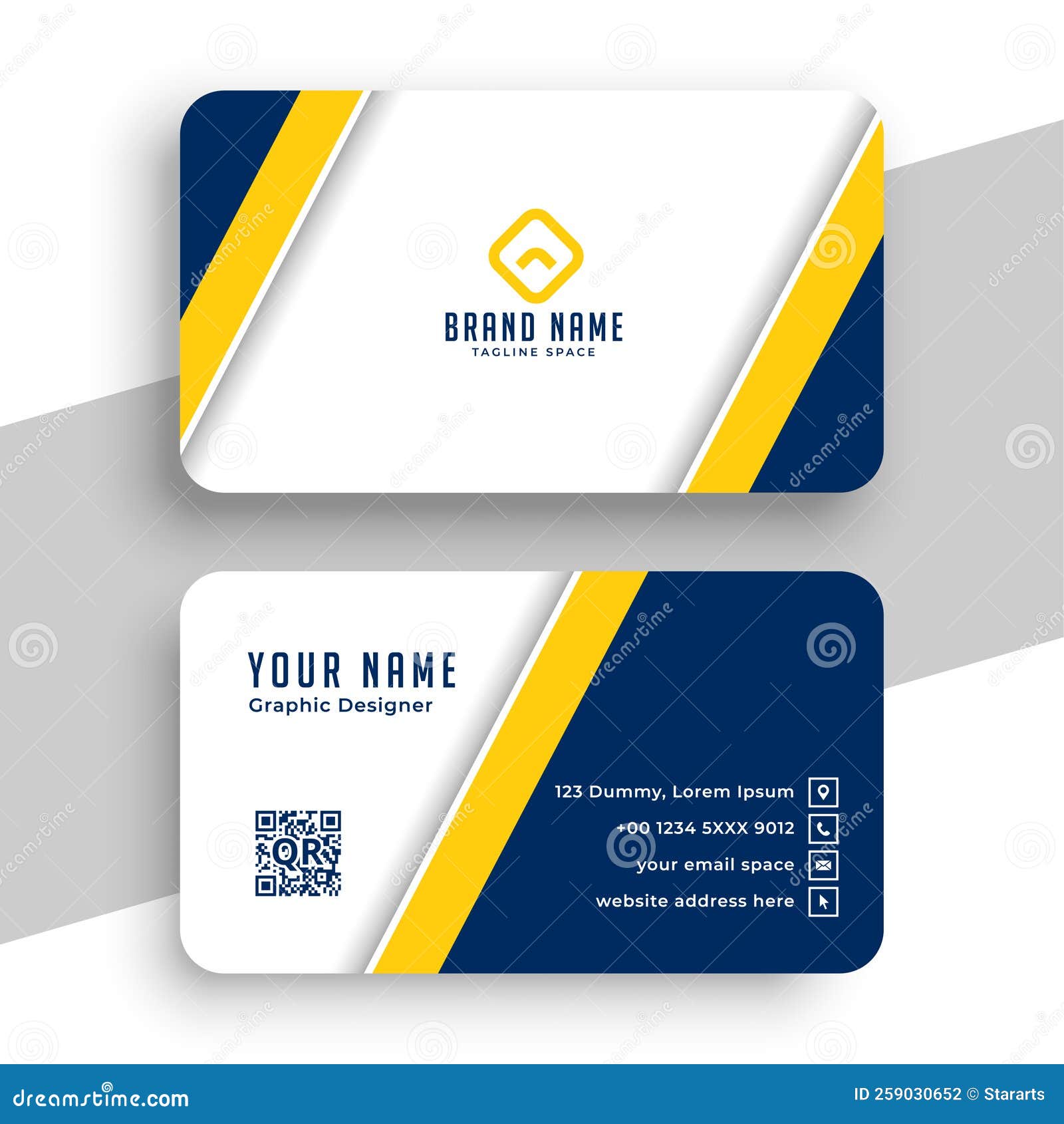 Blue and Yellow Elegant Business Card Template Stock Vector ...