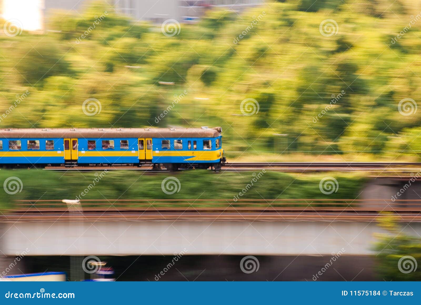 Blue and Yellow Fast Electric Train Stock Photo - Image of blue ...