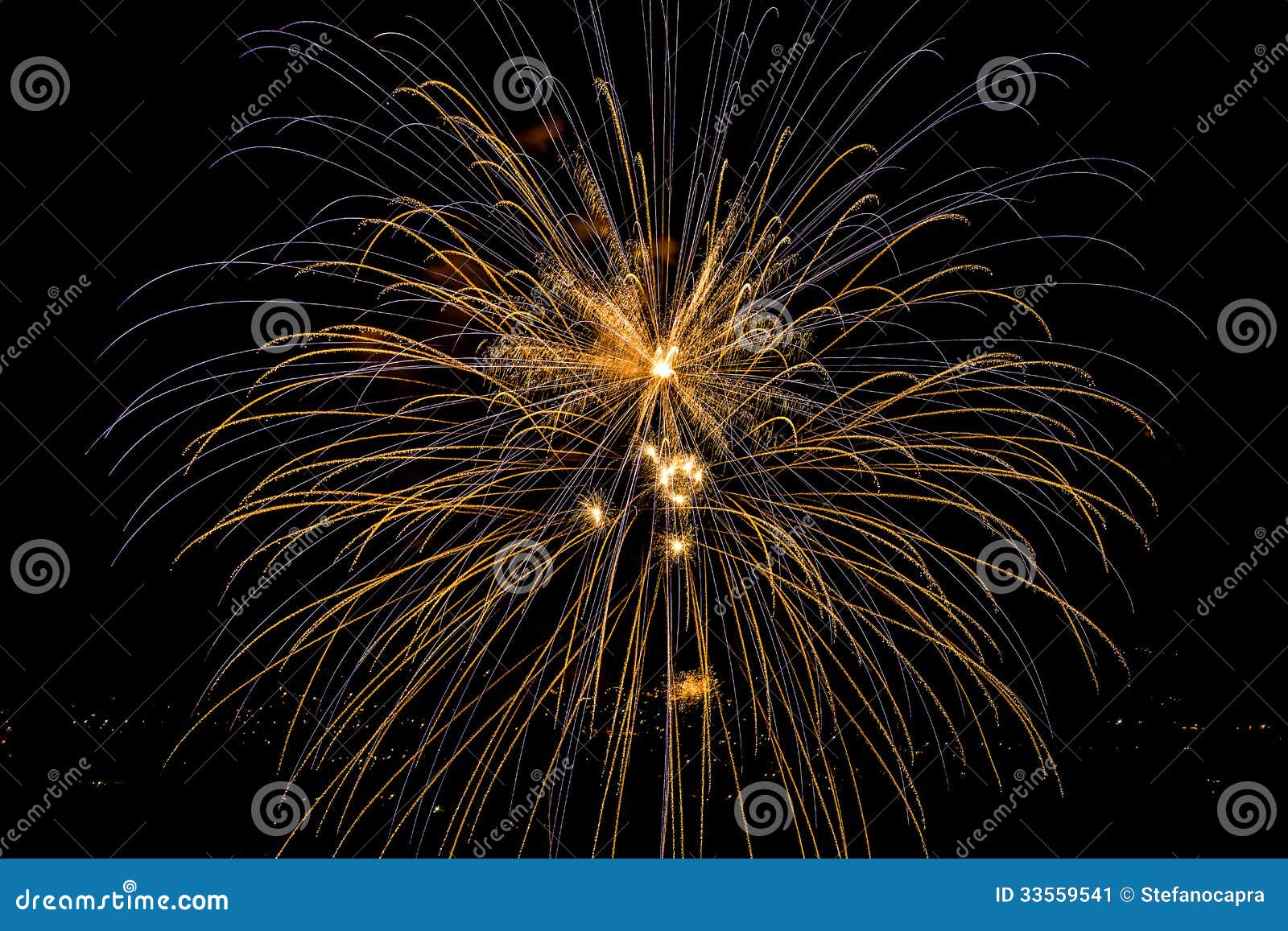 Blue and yellow firework stock image. Image of firework - 33559541