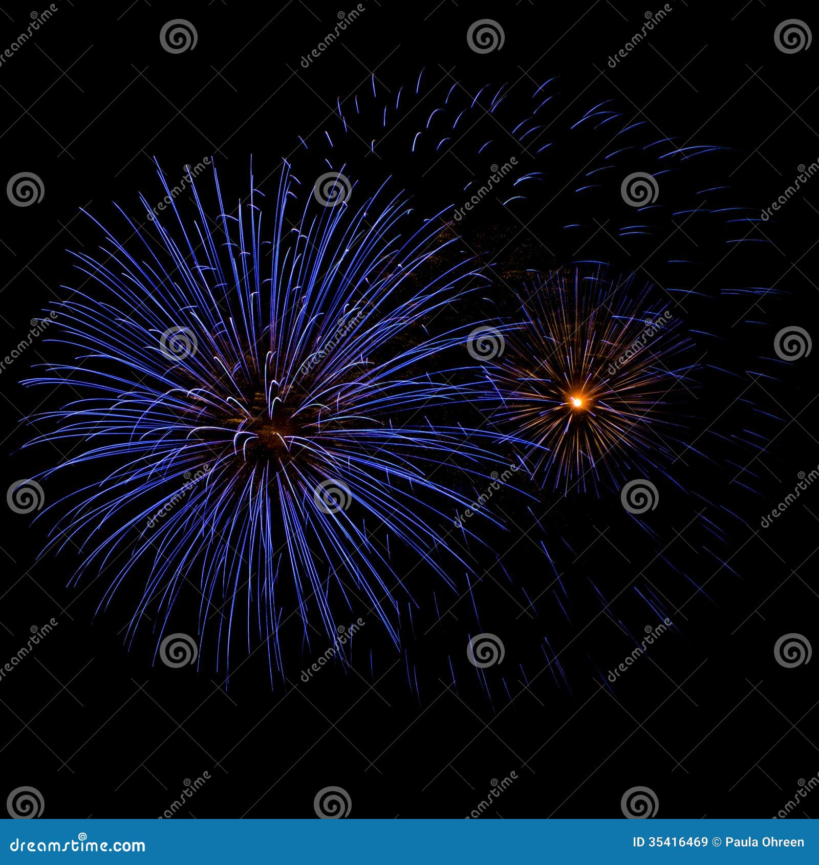 Blue and Yellow Fireworks stock image. Image of blue - 35416469