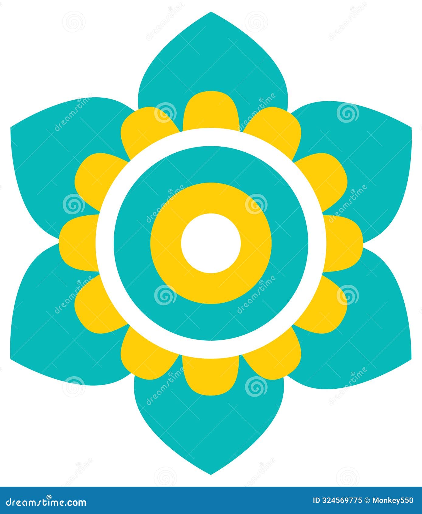 Blue and Yellow Flower Graphic Design Element Cute Floral Illustration ...