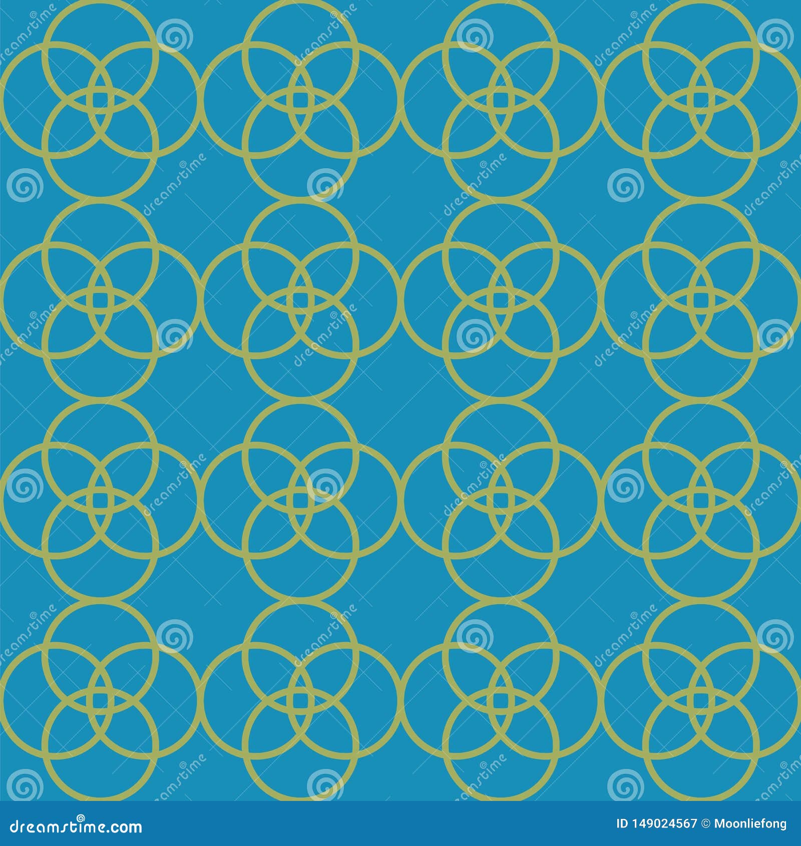 Blue Yellow Geometric Circles Repeat Pattern Design Stock Vector ...